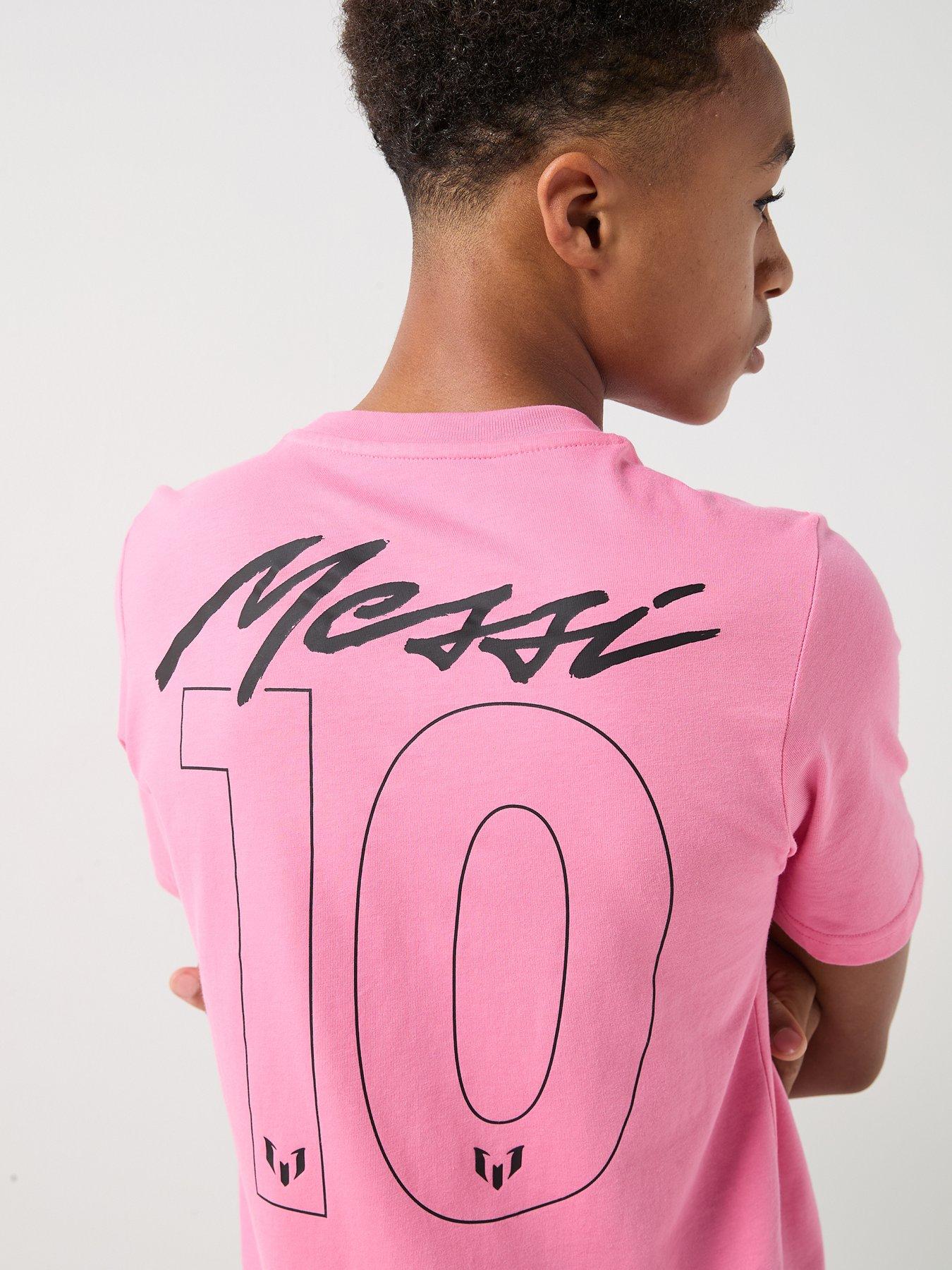 adidas Junior Messi Logo Te-Shirt - Pink | Very
