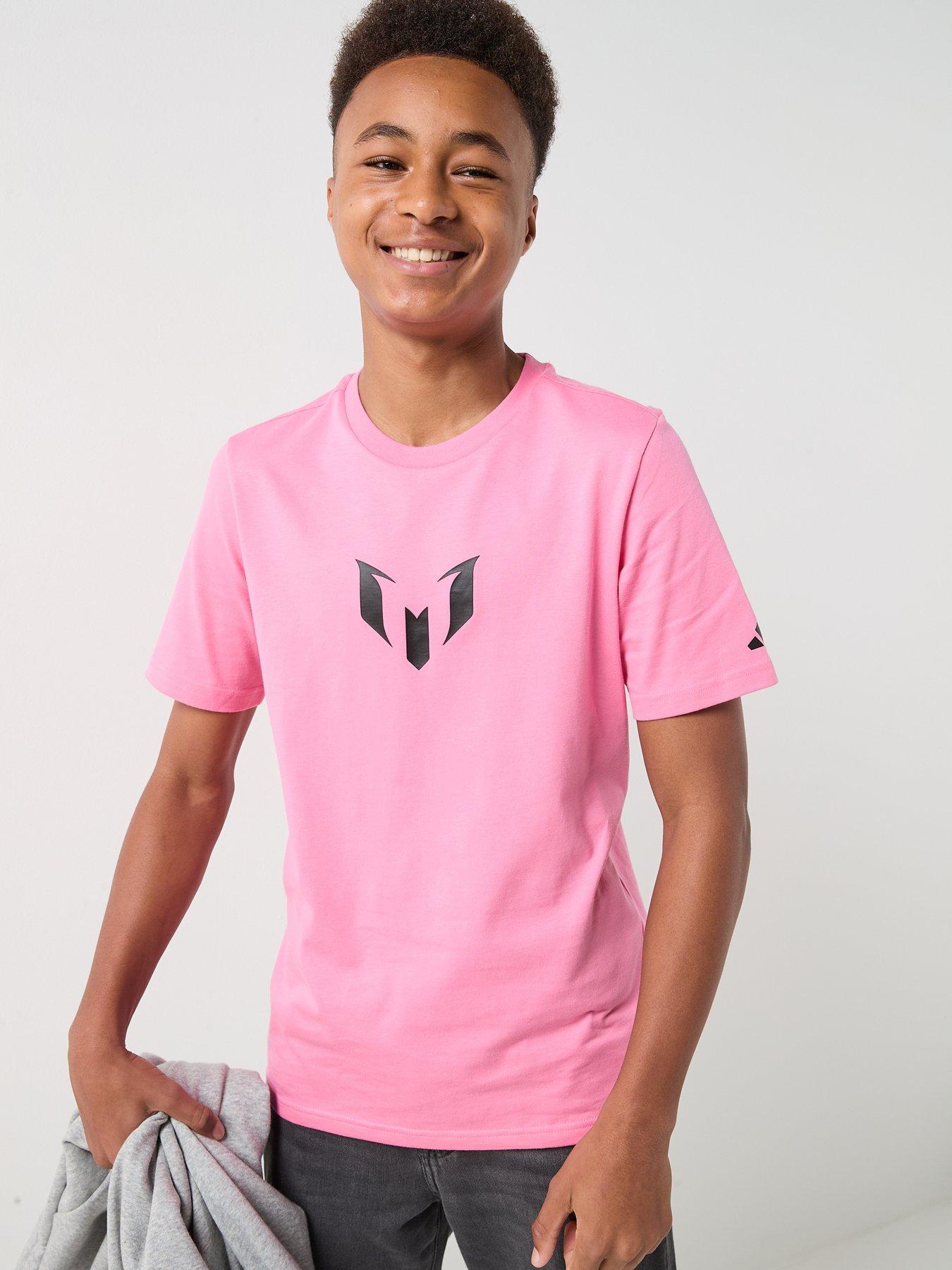 adidas Junior Messi Logo Te-Shirt - Pink | Very