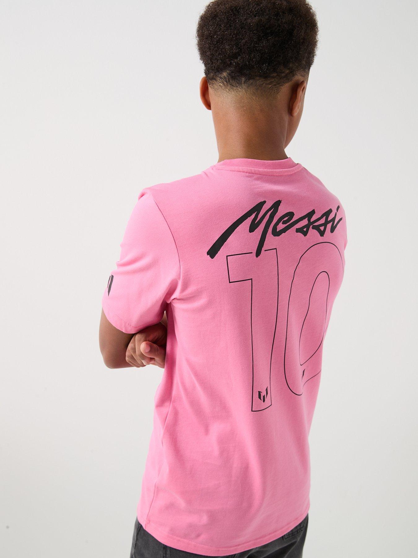 adidas Junior Messi Logo Te-Shirt - Pink | Very
