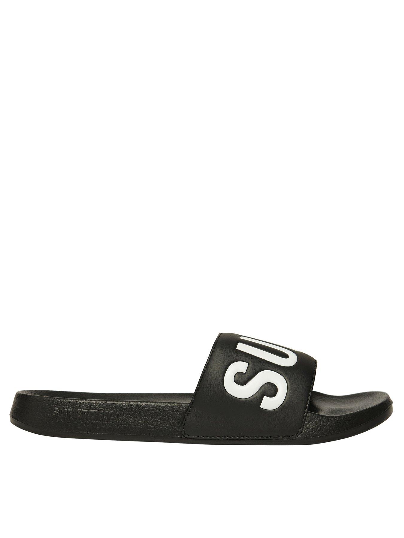 Superdry Core Graphic Pool Sliders- Black | Very