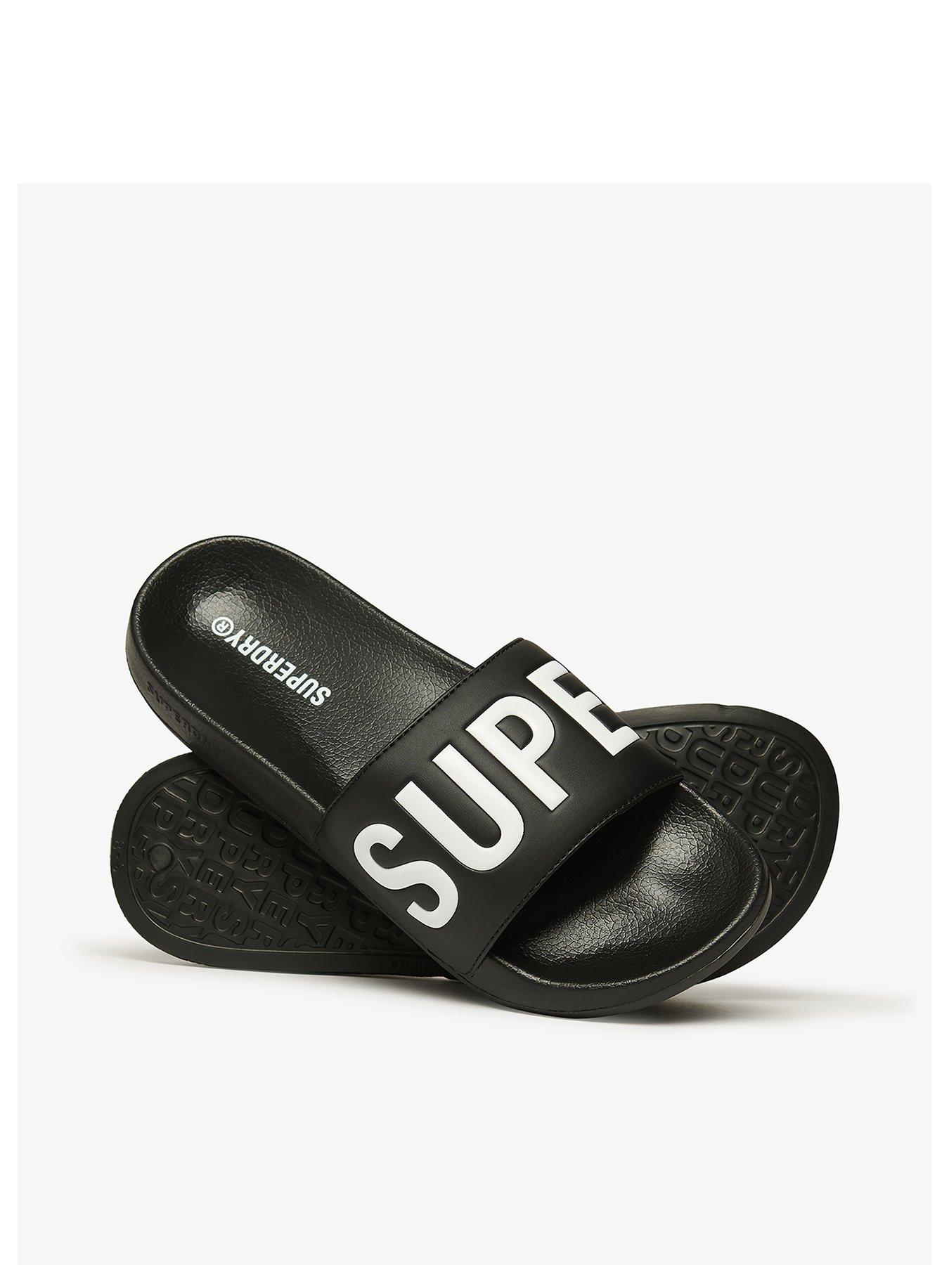 Superdry Core Graphic Pool Sliders- Black | Very