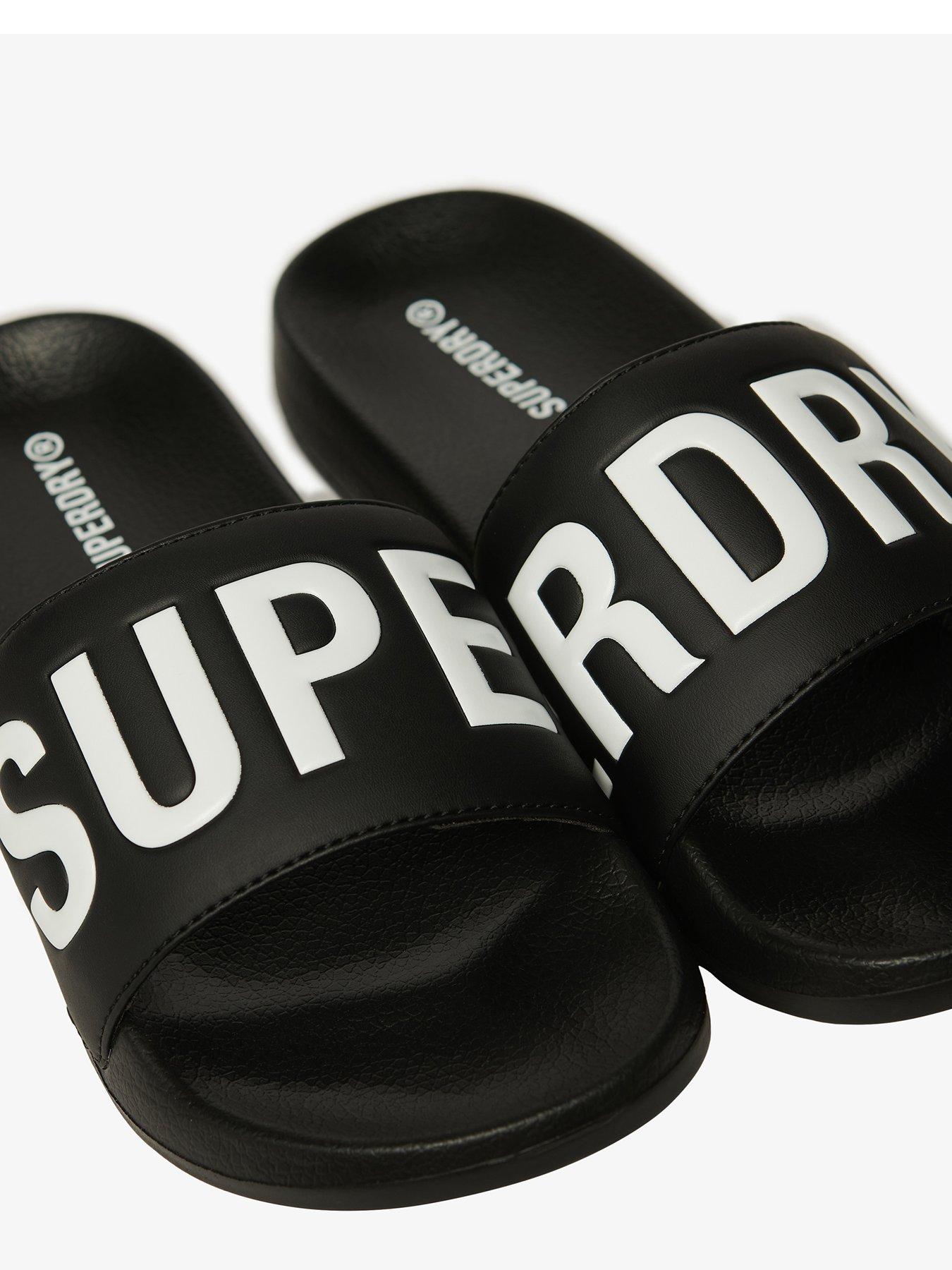 Superdry Core Graphic Pool Sliders- Black | Very