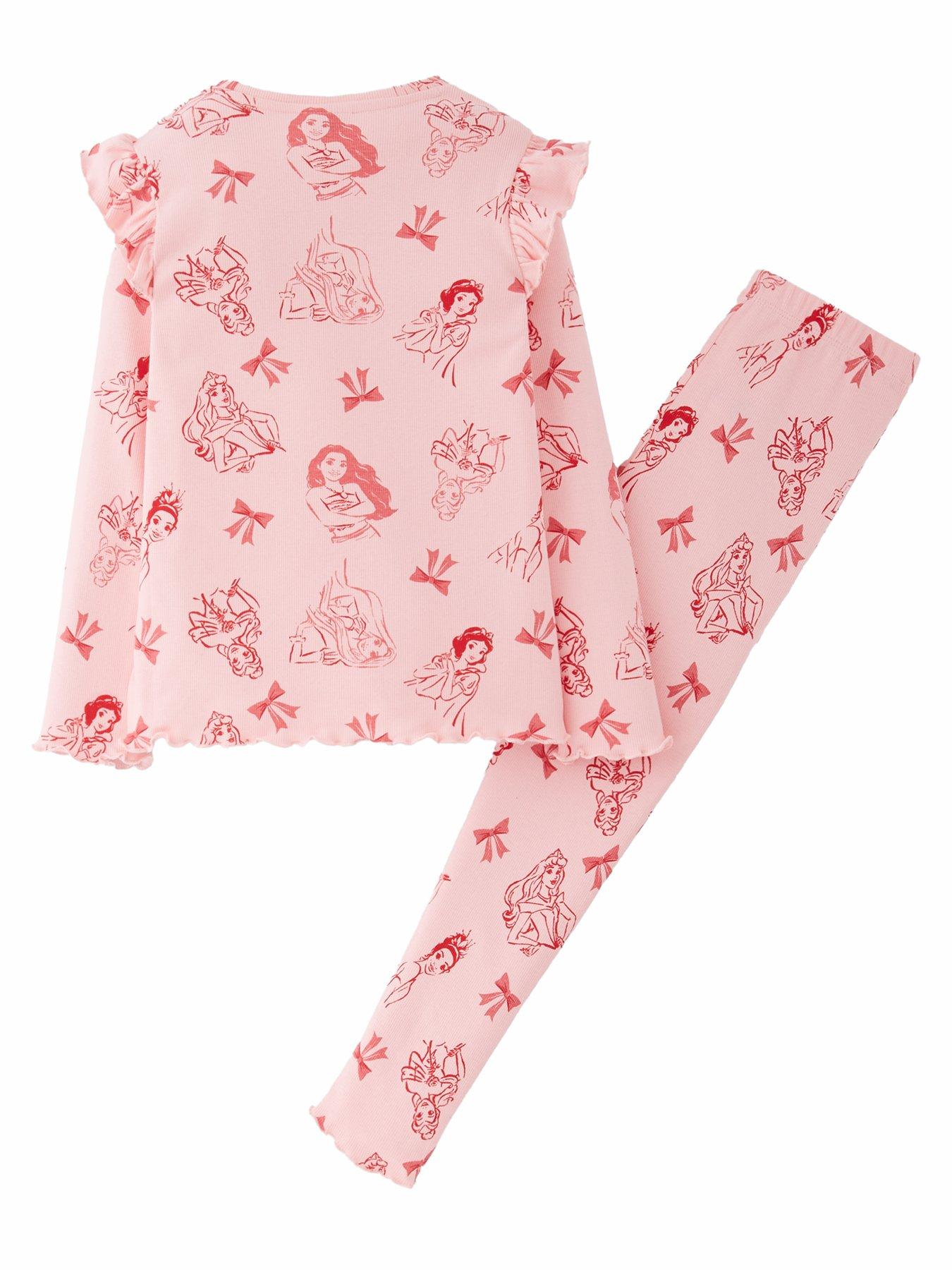 Disney Princess All Over Print Ribbed Pyjamas - Pink | Very