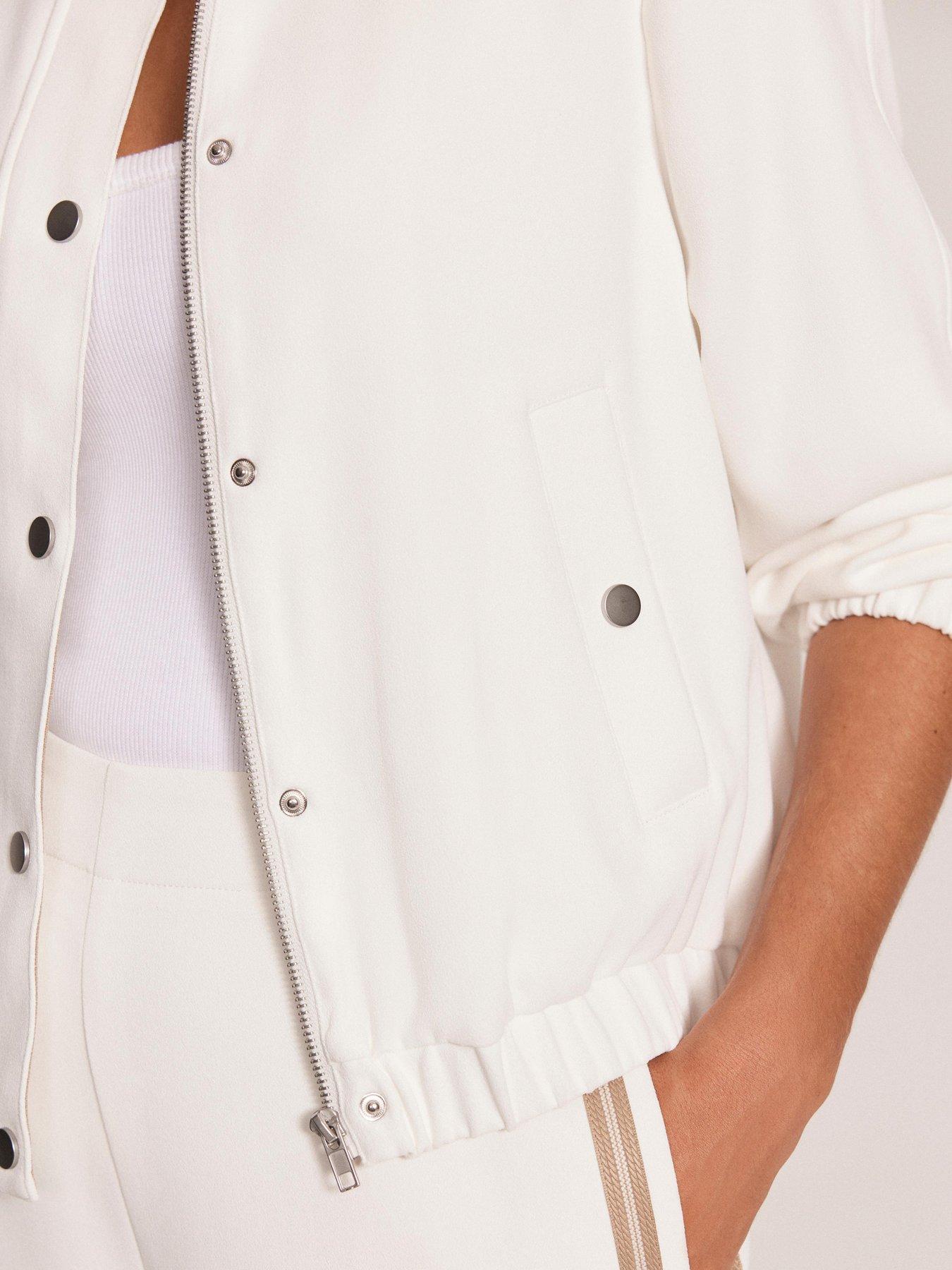 Mint Velvet Ivory Bomber Popper Jacket - White | Very