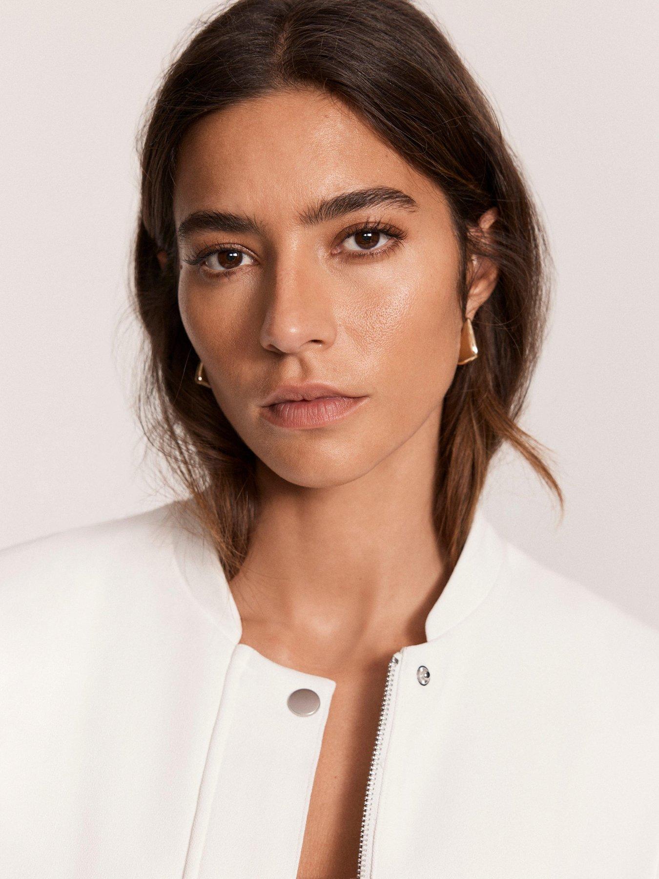 Mint Velvet Ivory Bomber Popper Jacket - White | Very