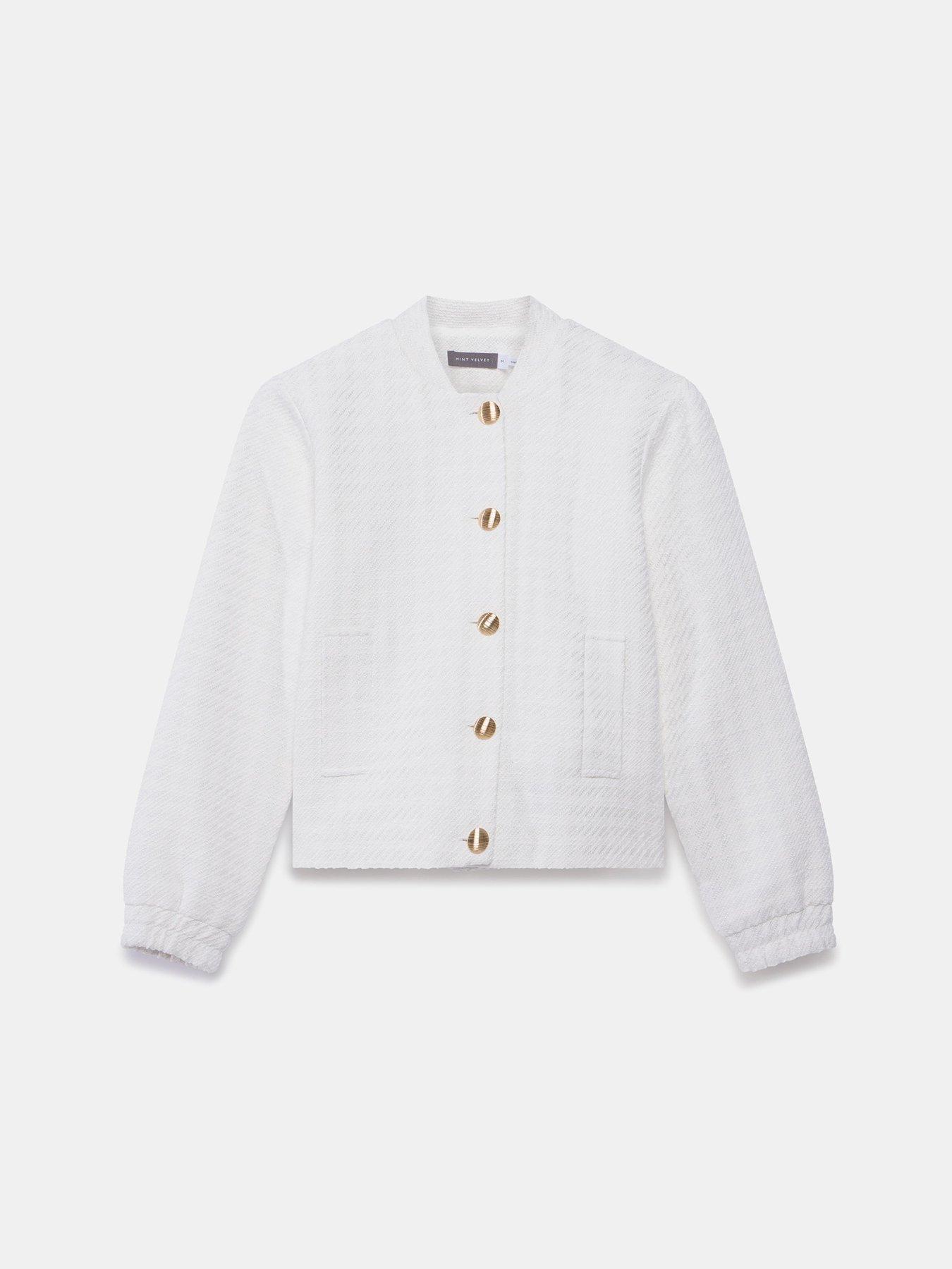 Mint Velvet Ivory Bomber Popper Jacket - White | Very
