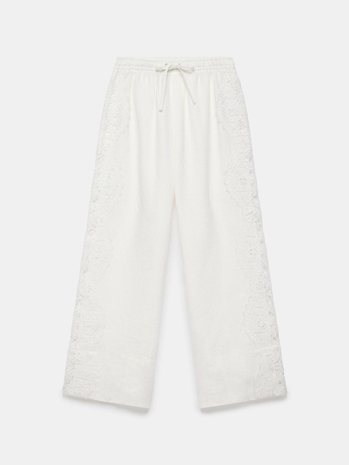 Mint Velvet Linen Wide Leg Trousers - White | Very