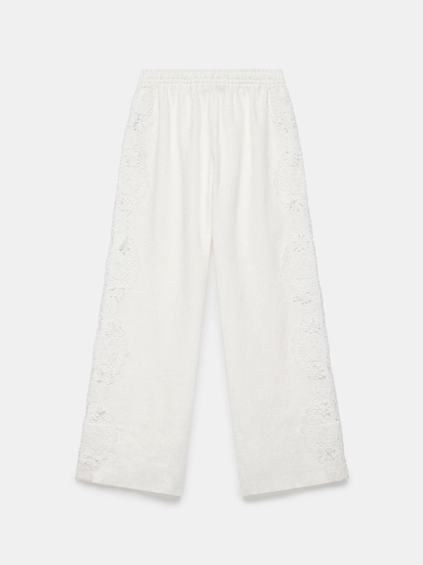 Mint Velvet Linen Wide Leg Trousers - White | Very