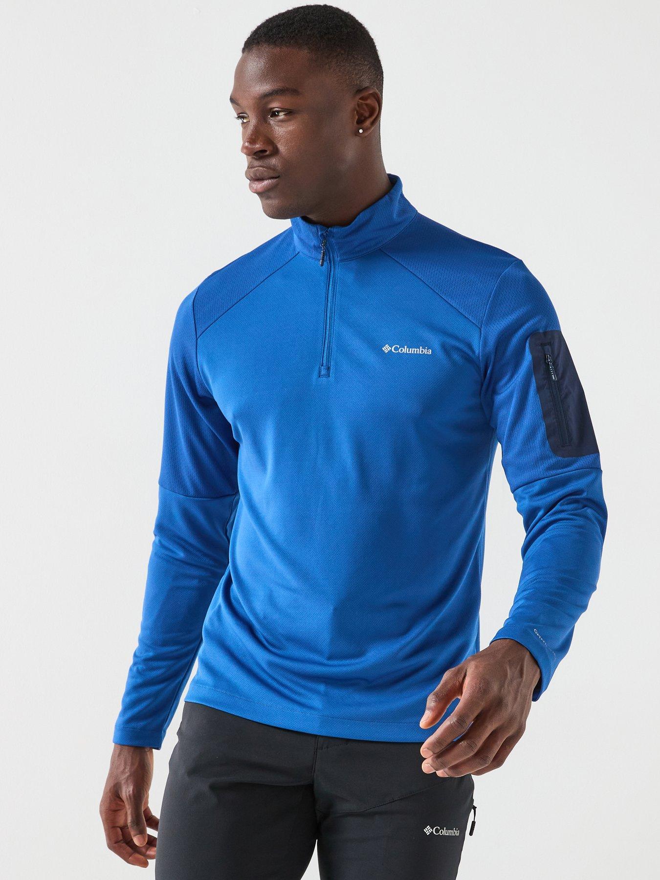 Columbia Mens Tech Knit 1/4 Zip Top - Blue | Very