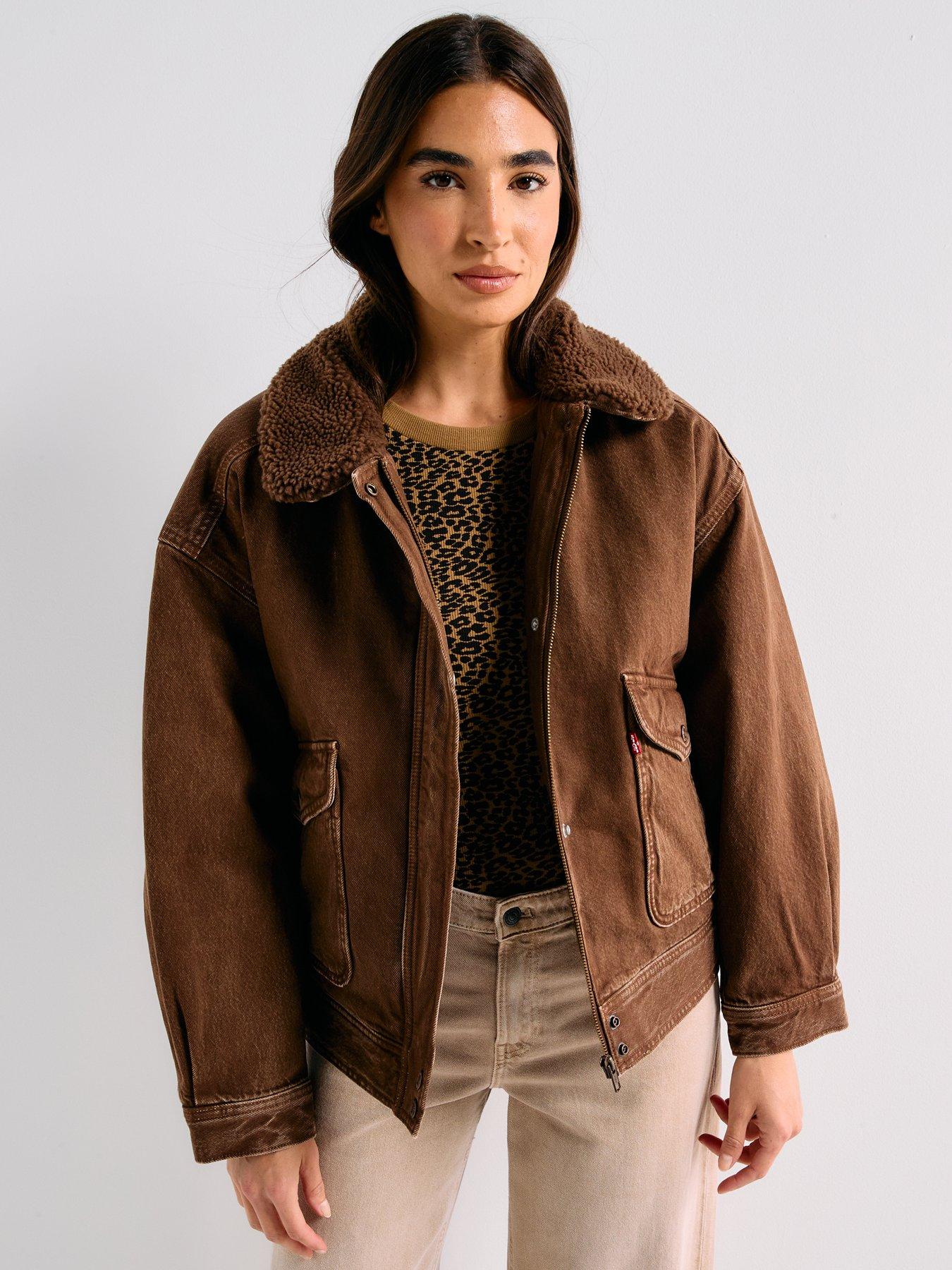 Levi's Sherpa Bomber Jacket - Lariat Luck Bomber - Brown | Very