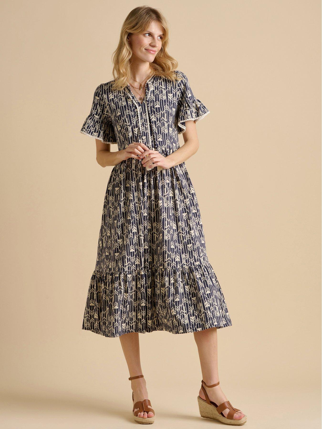 Brakeburn Arrows Midi Dress - Navy | Very