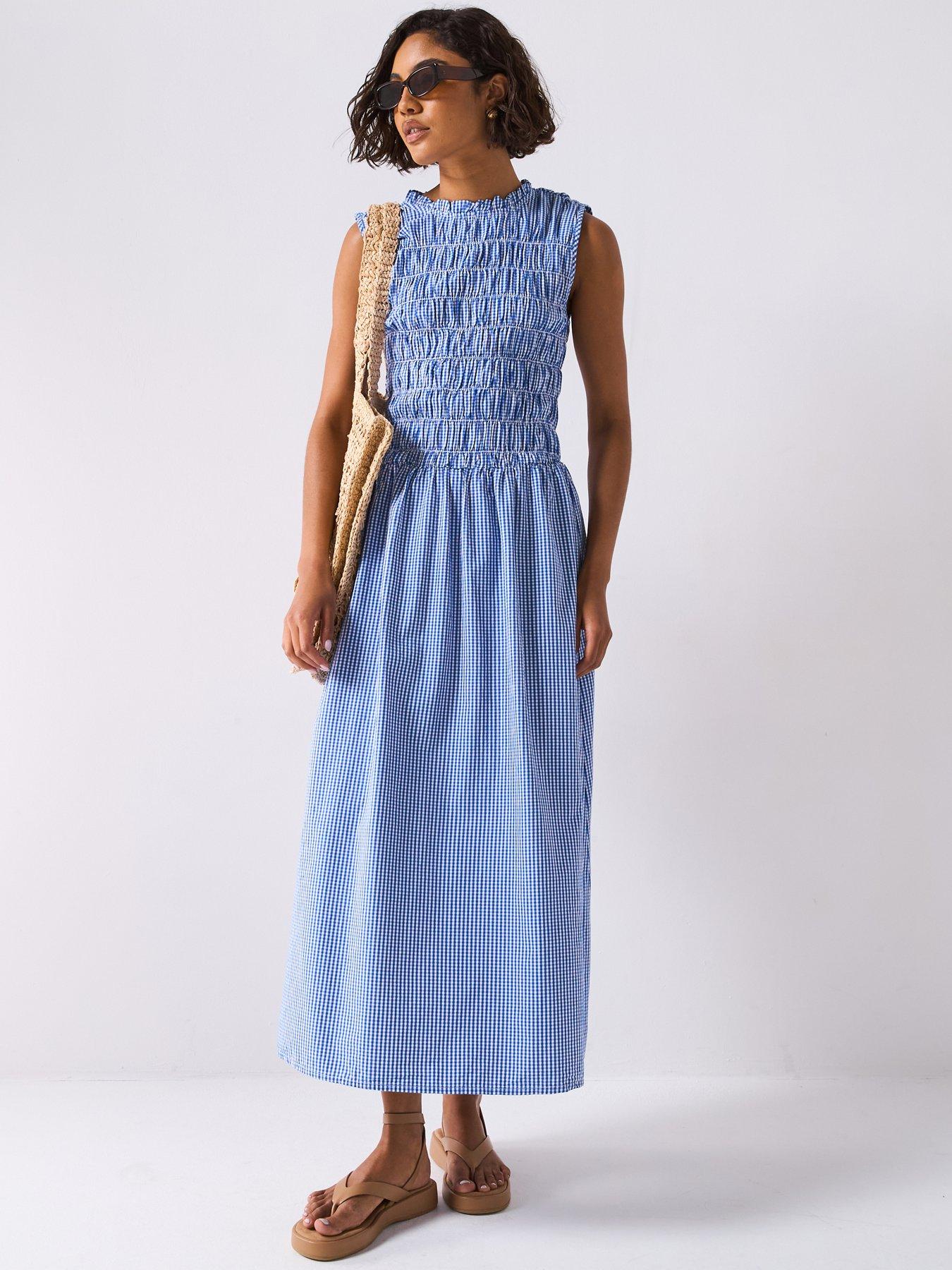 Only Tamari Smock Check Dress - Blue | Very