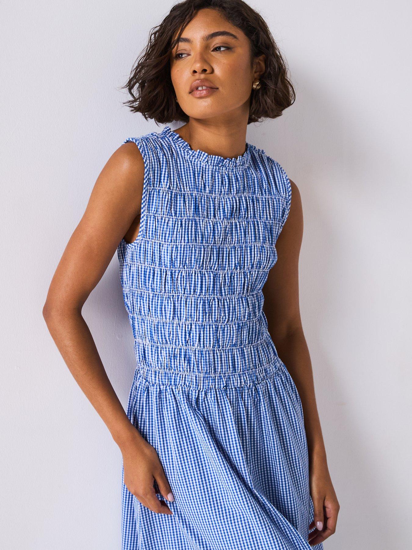 Only Tamari Smock Check Dress - Blue | Very