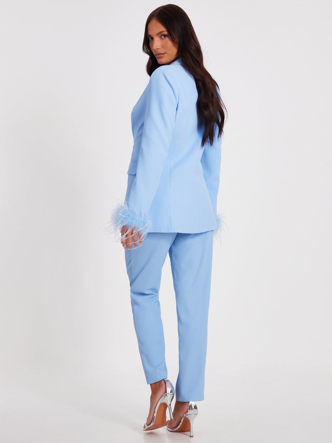 Quiz Light Blue Tapered Tailored Trousers | Very