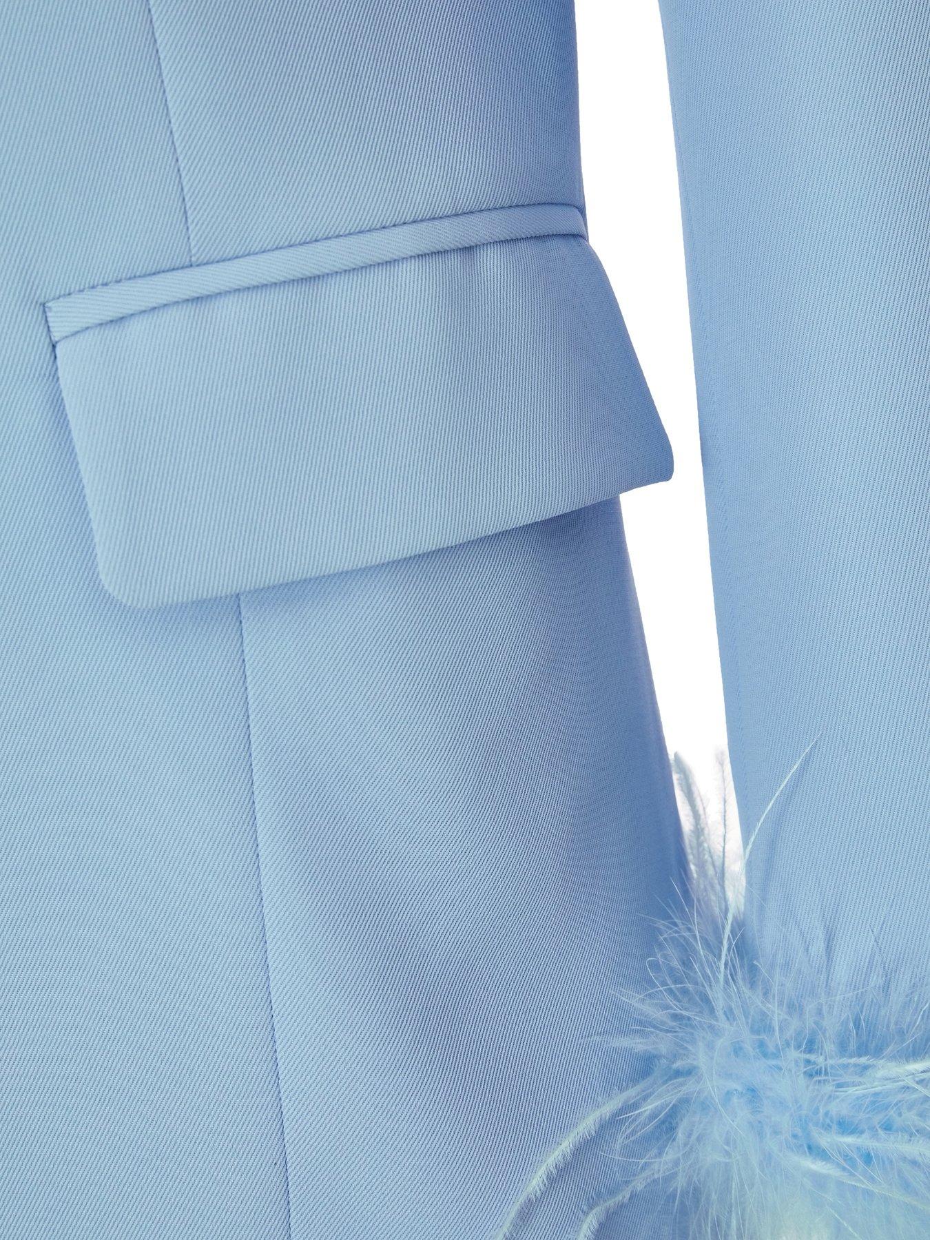 Quiz Light Blue Feather Trim Tailored Blazer | Very