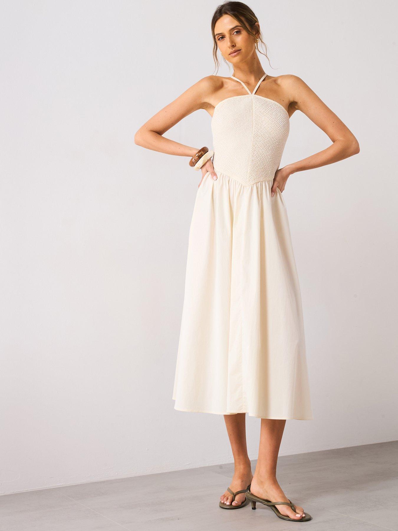 Mango Combined Halter Dress - Cream | Very