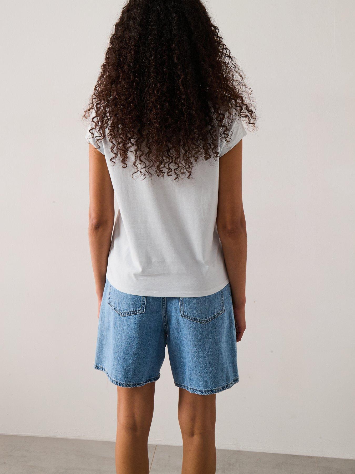 Mango Printed Cotton Blend T-Shirt - Blue | Very