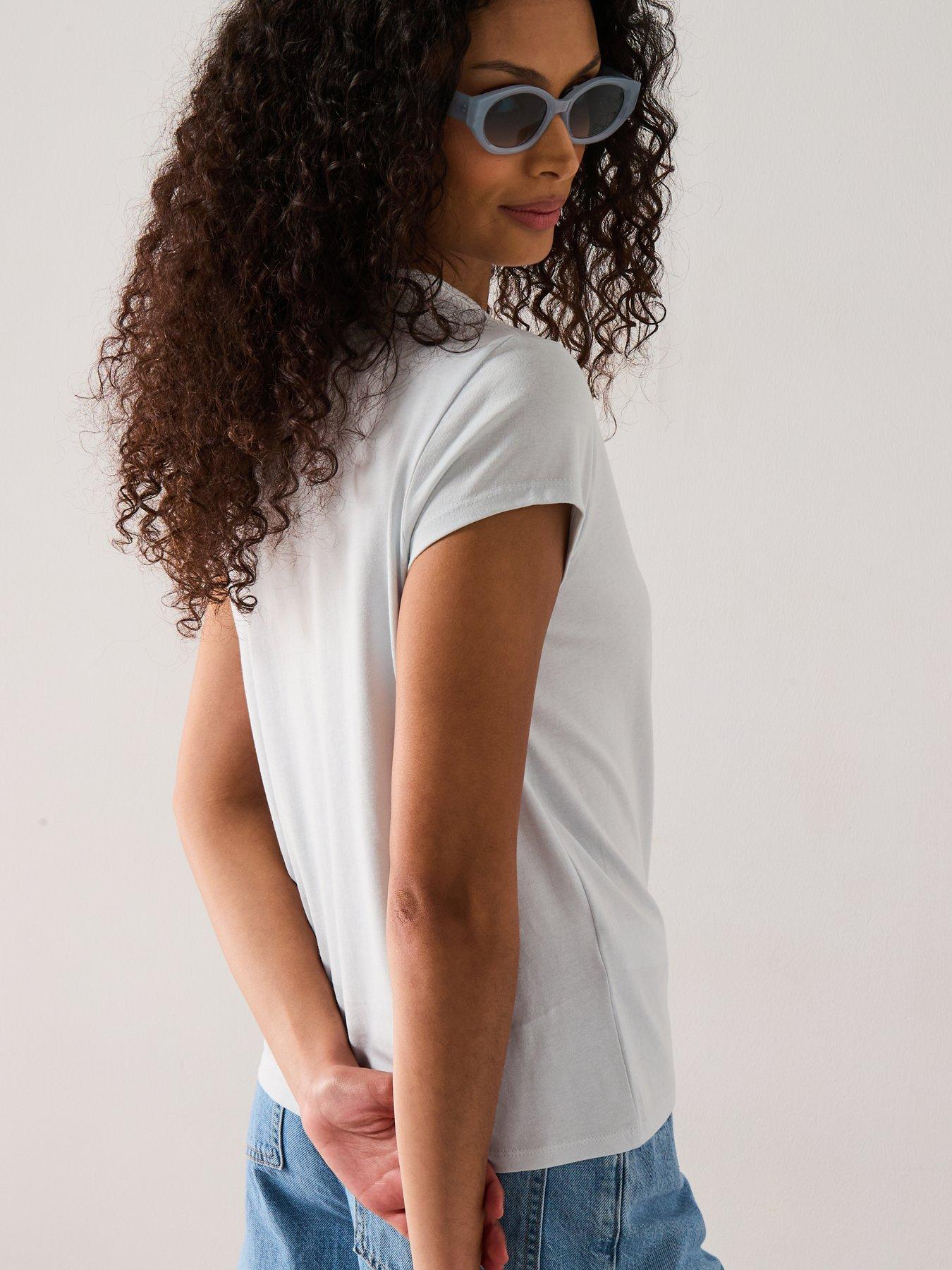 Mango Printed Cotton Blend T-Shirt - Blue | Very