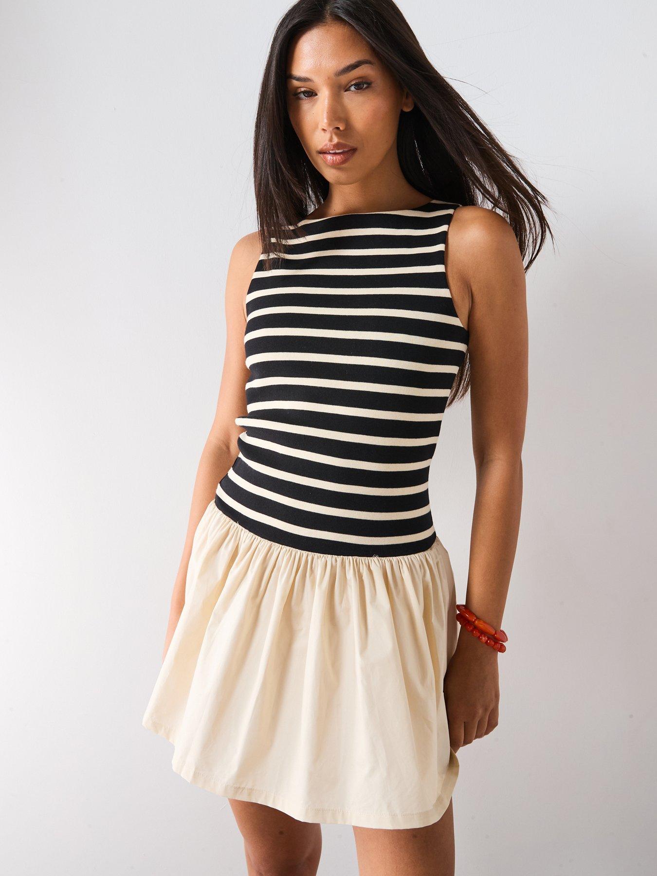 Mango Short Dress Combined Design - Black | Very