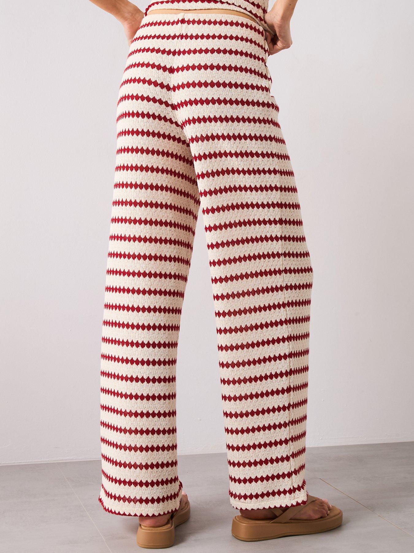 Mango Knitted Trousers With Geometric Print - Red | Very
