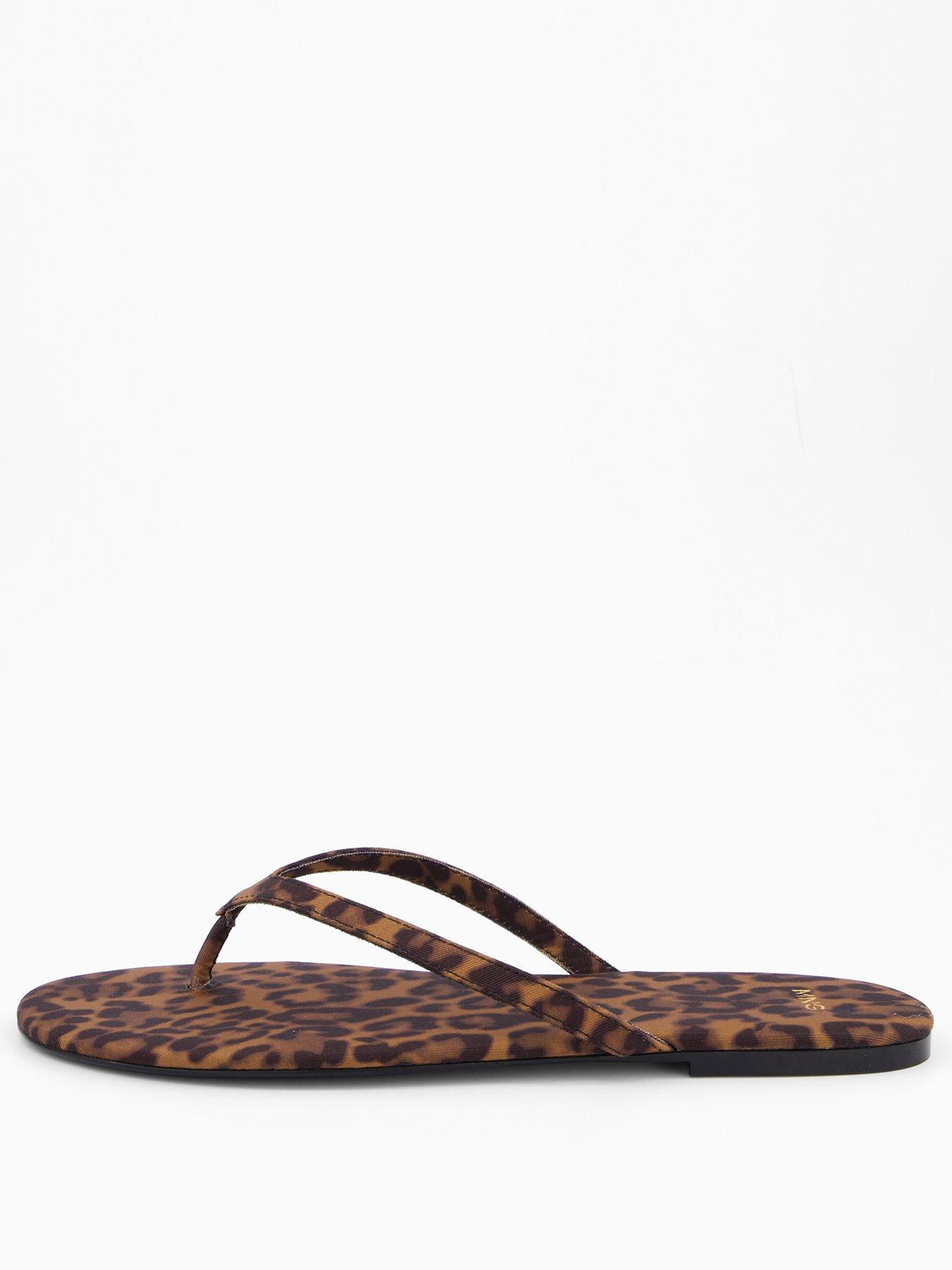 Mango Leopard Print Sandals with Strap - Black | Very