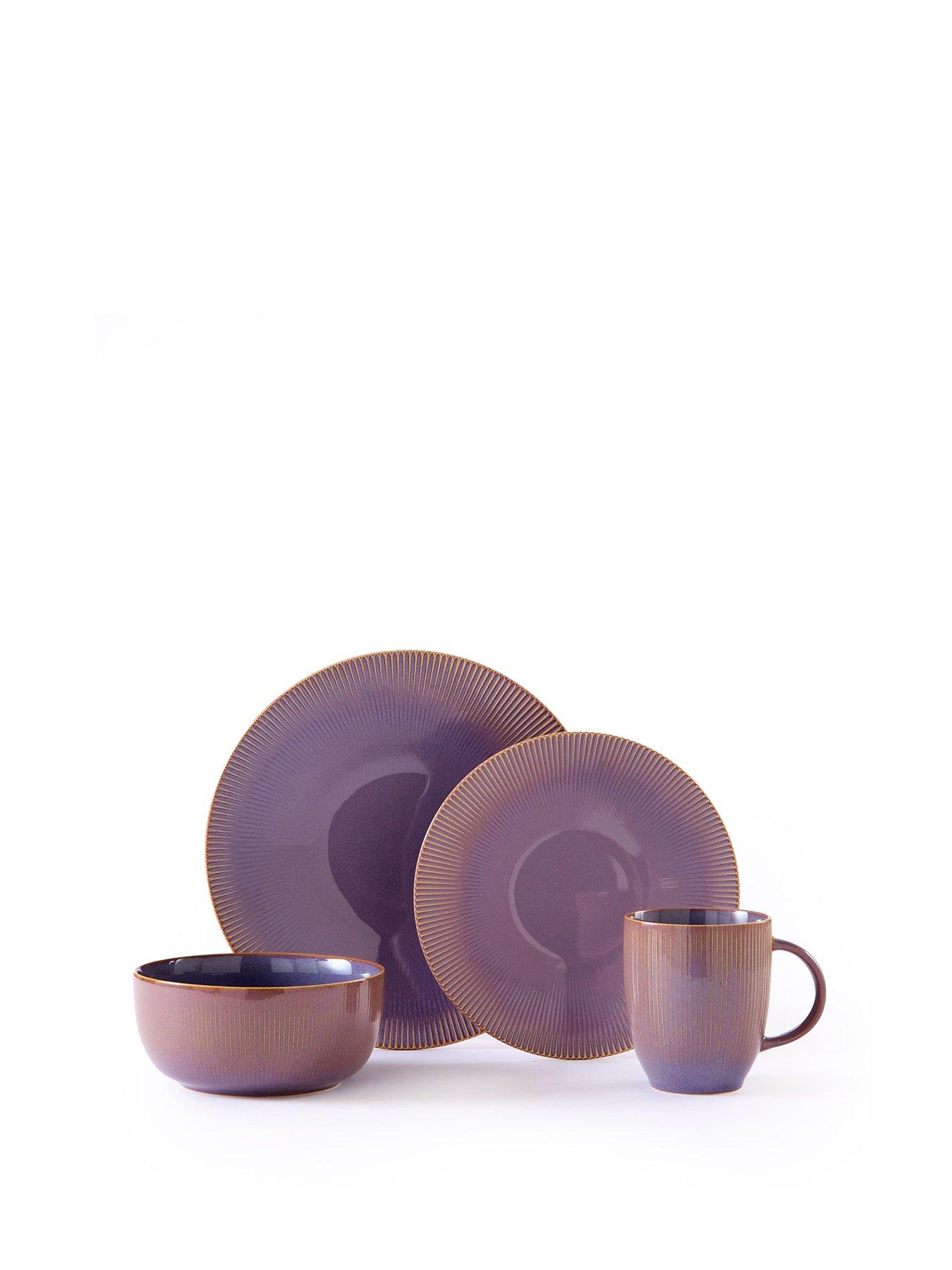 WATERSIDE Embossed Reactive Glaze 16-Piece Dinner Set - Mauve | Very