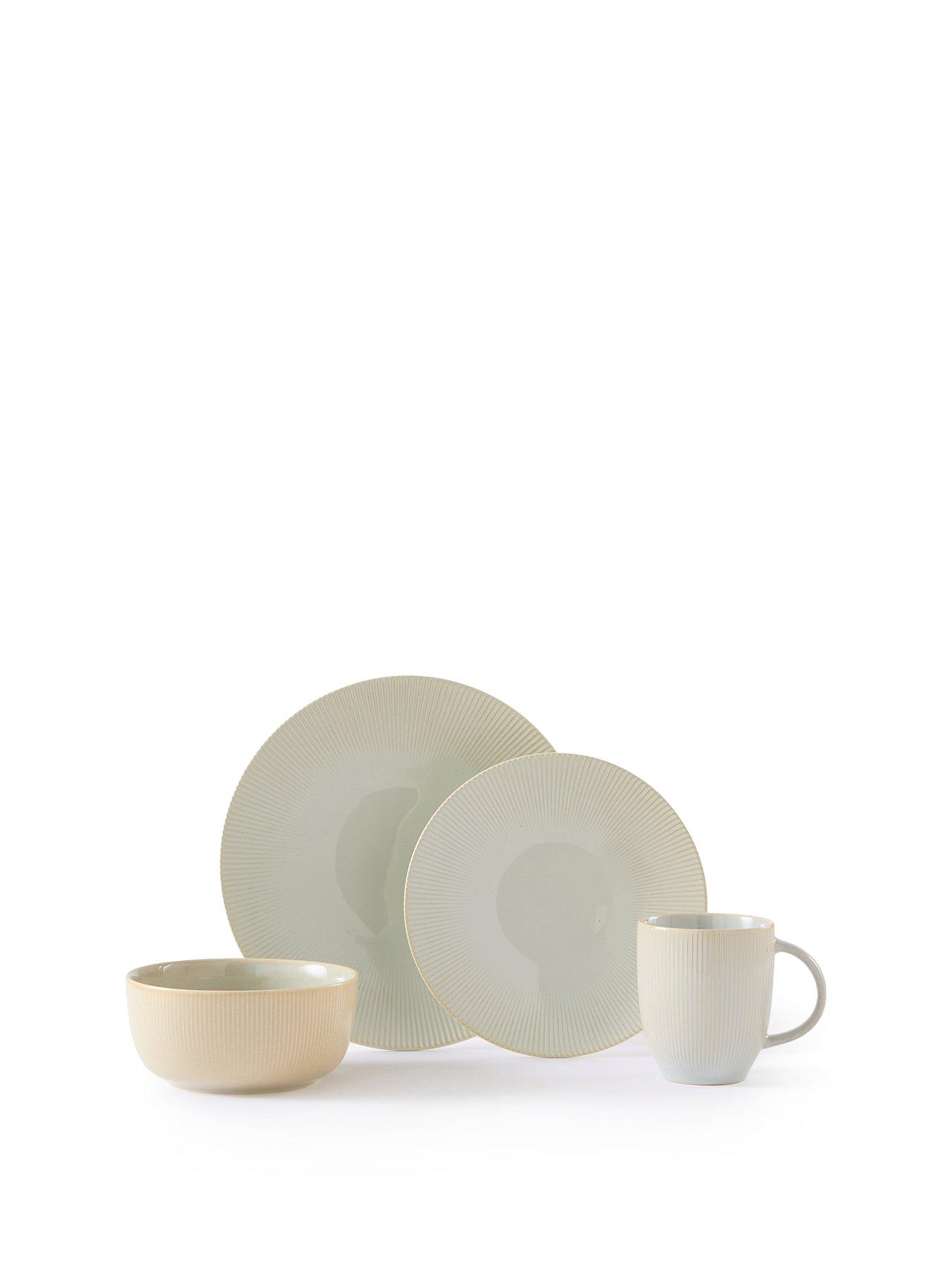 WATERSIDE Embossed Reactive Glaze 16-Piece Dinner Set - Cream | Very