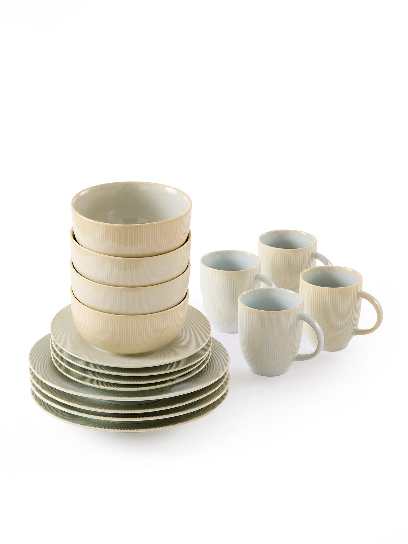 WATERSIDE Embossed Reactive Glaze 16-Piece Dinner Set - Cream | Very