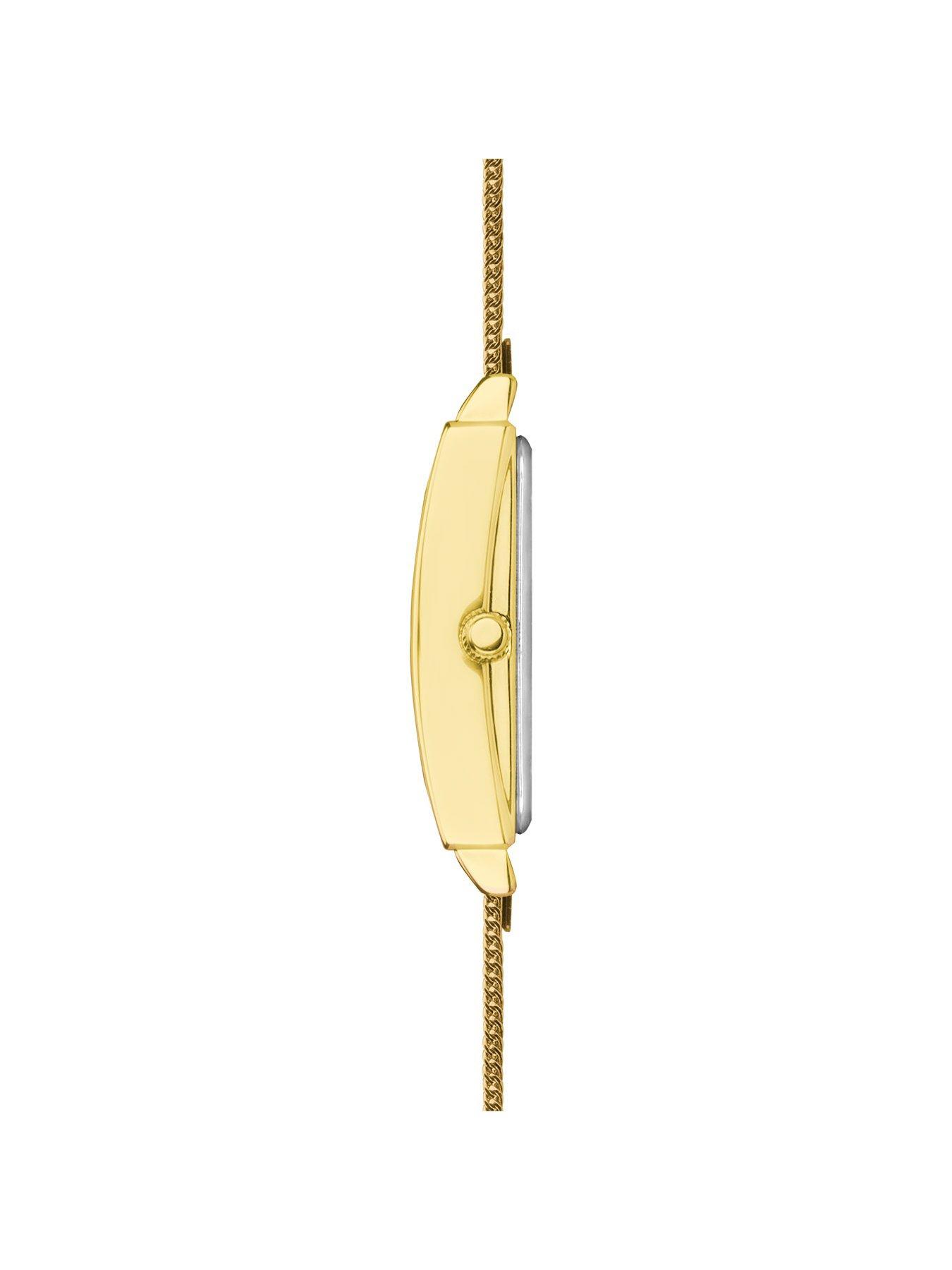 Limit 23mm Womens Rectangular Gold Analogue Watch with Gold Mesh Strap ...