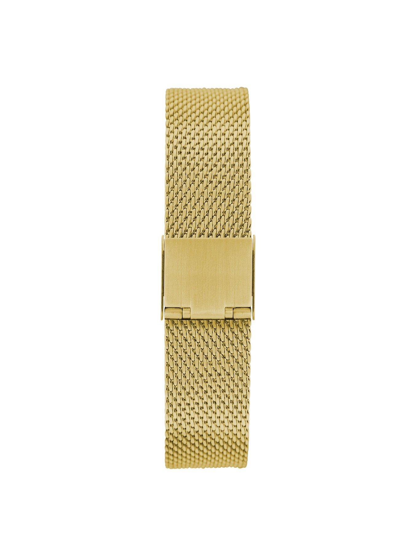 Limit 23mm Womens Rectangular Gold Analogue Watch with Gold Mesh Strap ...