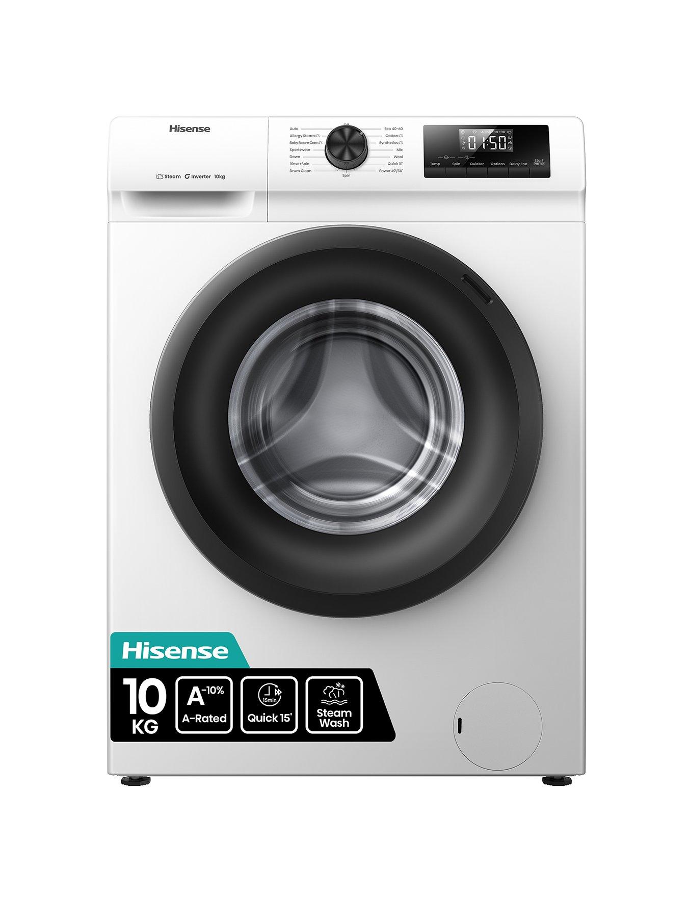 Hisense 1 Series Steam WF1Q1041BW 10 kg Steam 1400 Spin Washing Machine ...