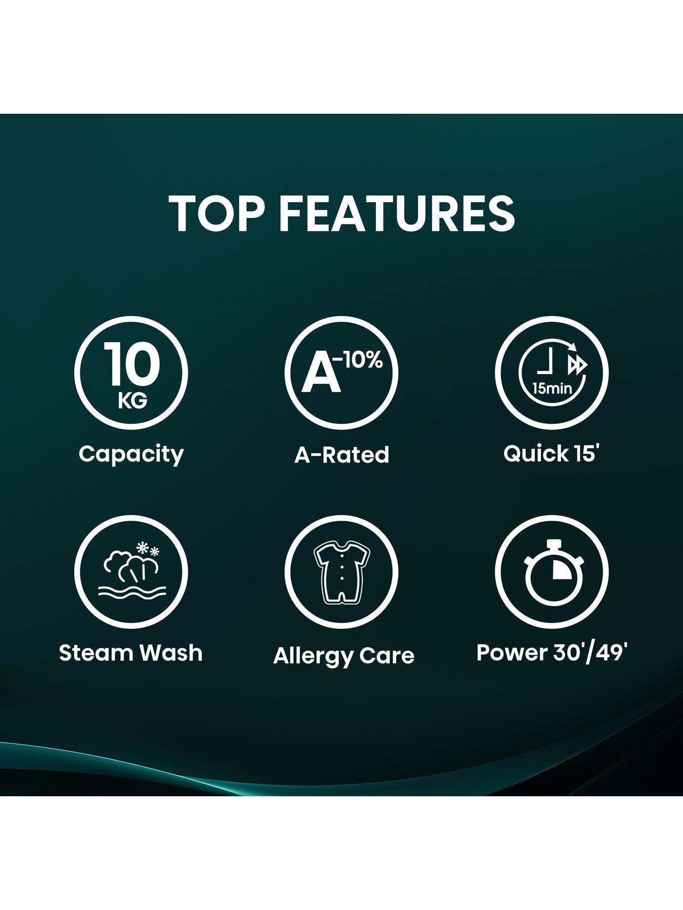 Hisense 1 Series Steam WF1Q1041BW 10 kg Steam 1400 Spin Washing Machine ...