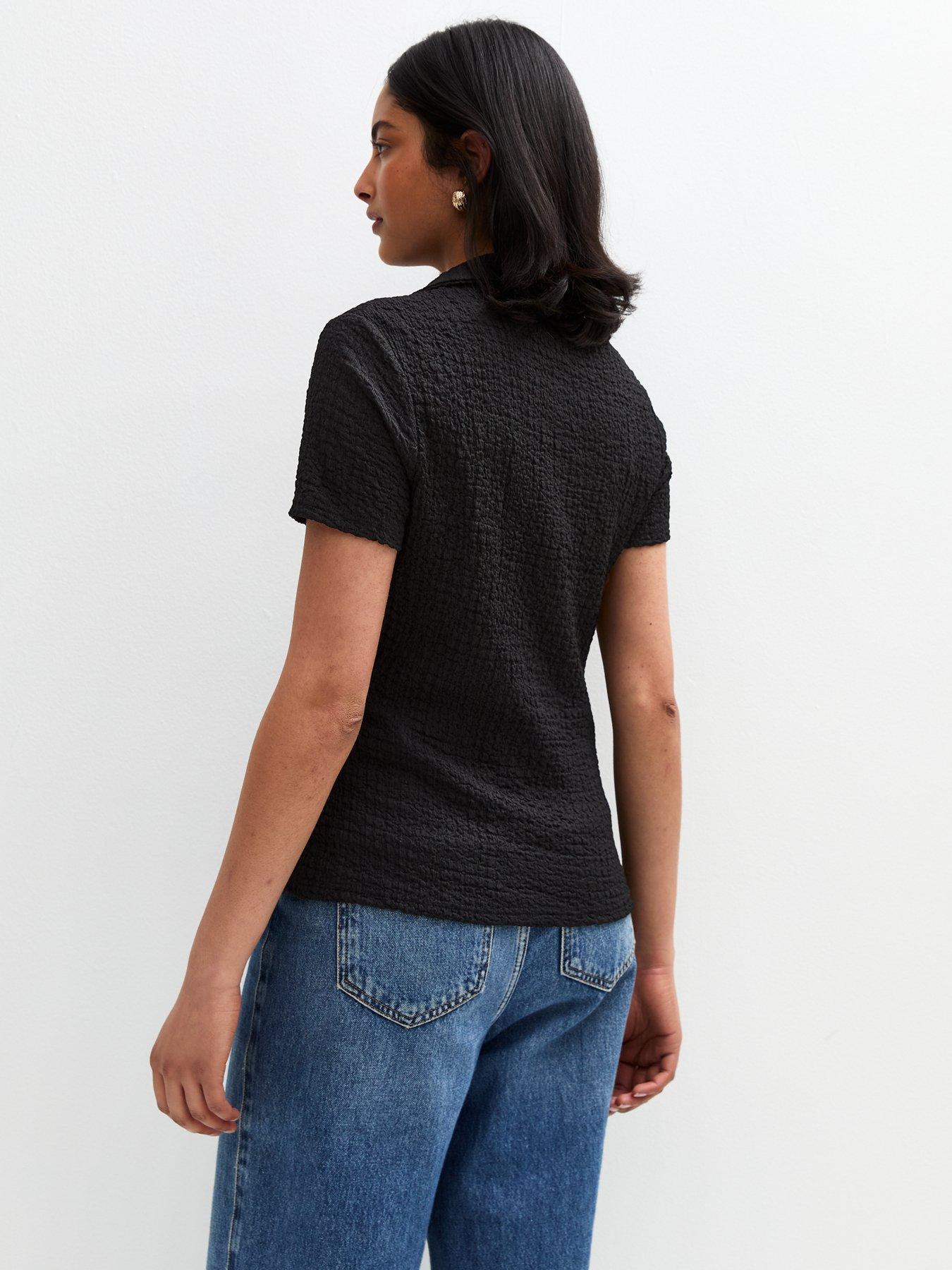 New Look Textured Short Sleeve Shirt - Black | Very