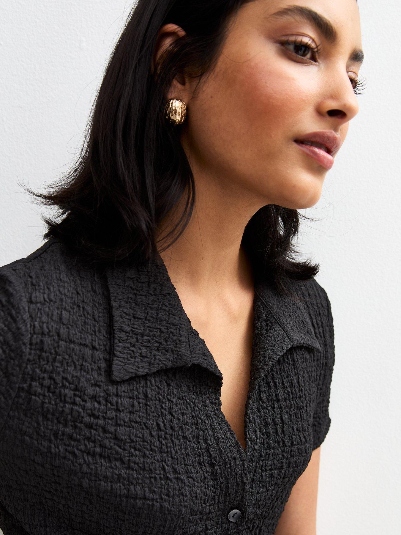 New Look Textured Short Sleeve Shirt - Black | Very