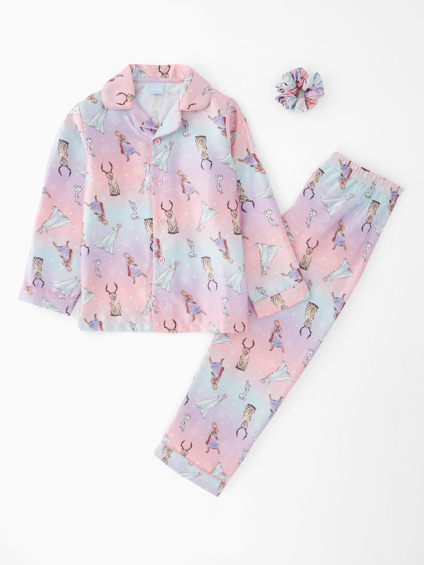 Disney Frozen Frozen Satin Pyjamas With Scrunchie - Purple | Very