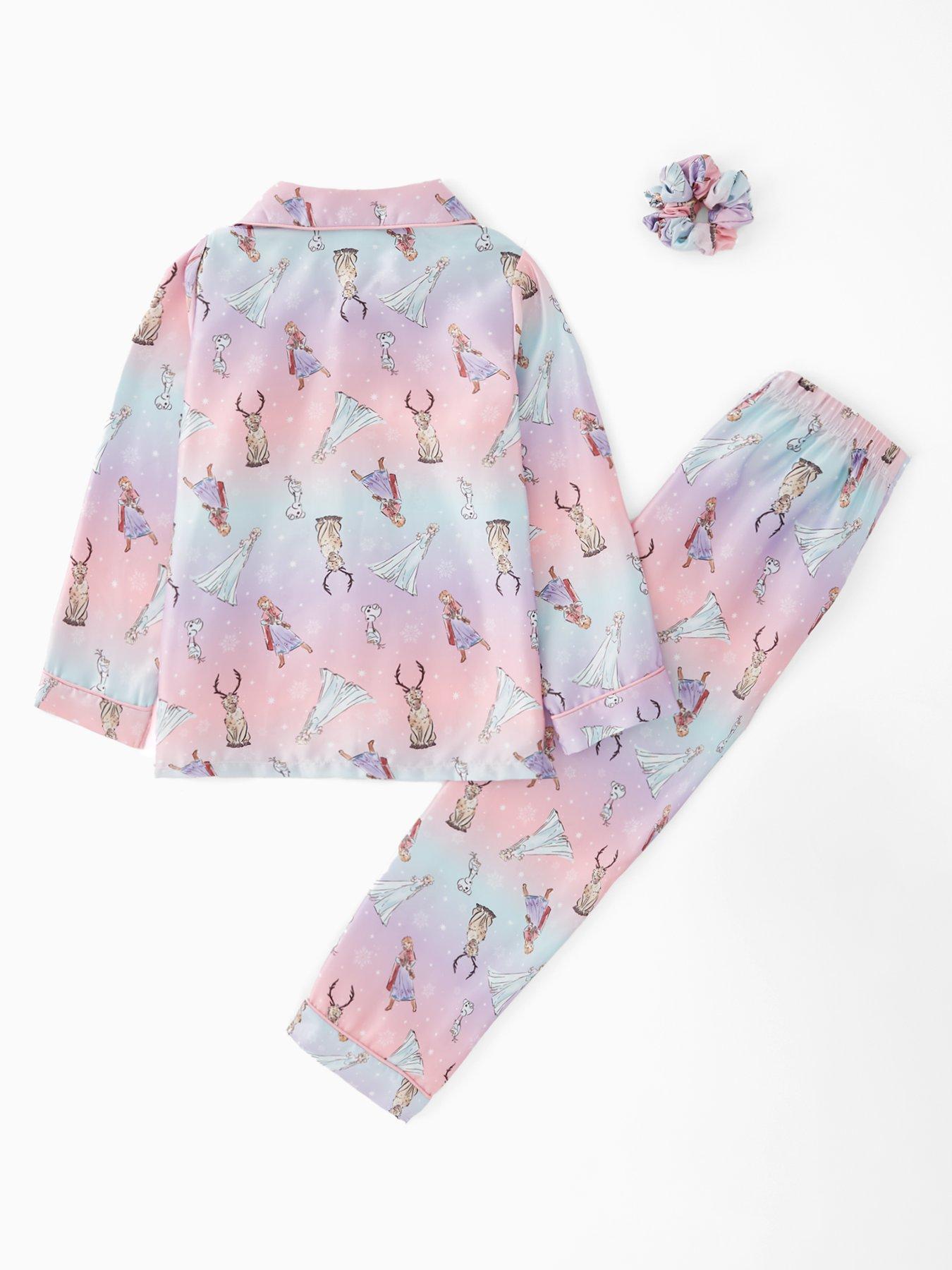 Disney Frozen Frozen Satin Pyjamas With Scrunchie - Purple | Very