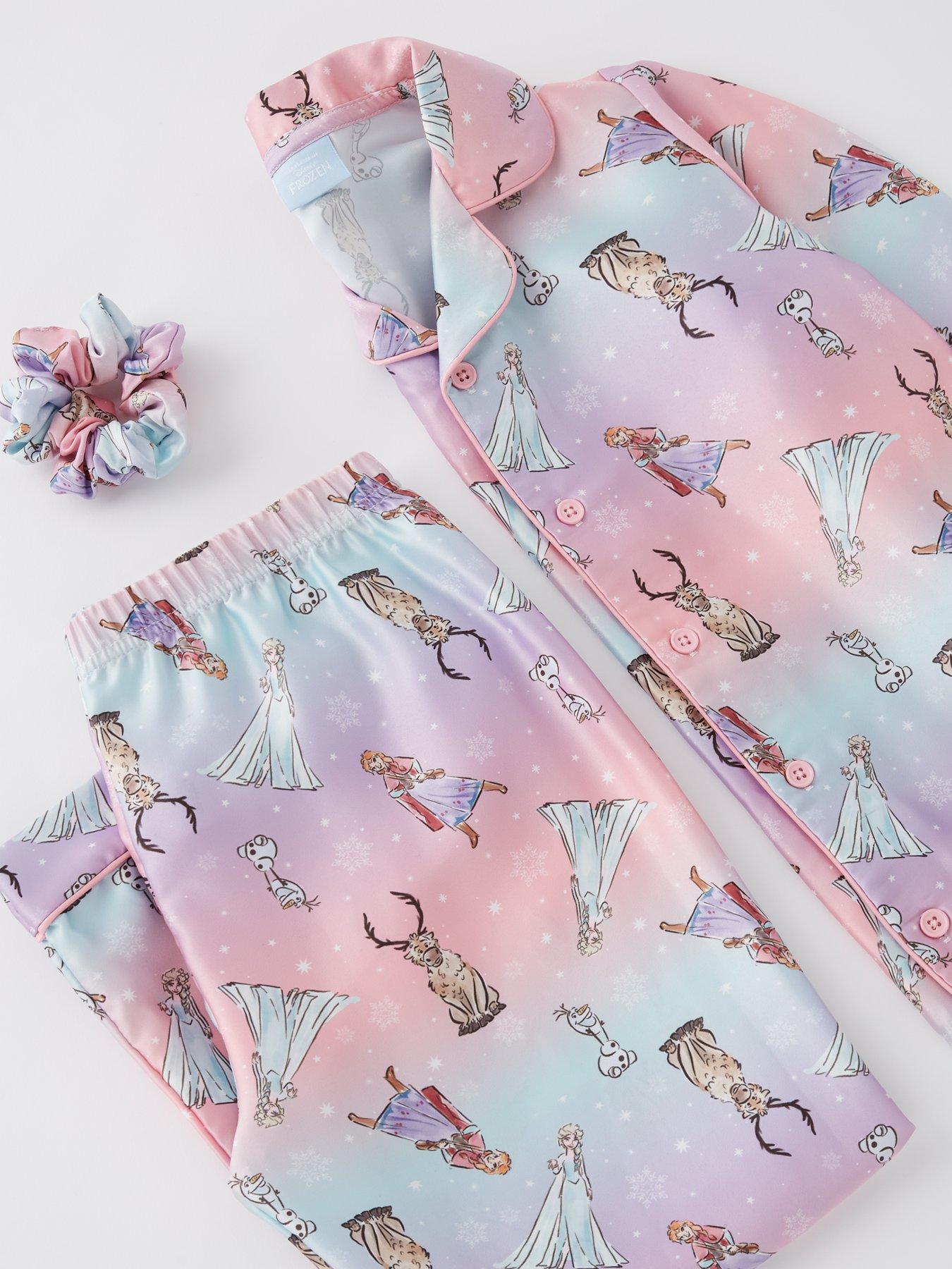 Disney Frozen Frozen Satin Pyjamas With Scrunchie - Purple | Very