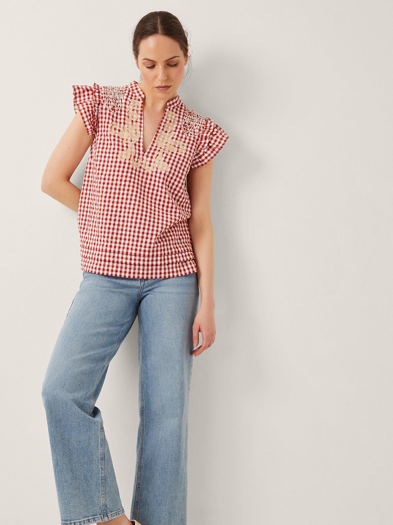 Monsoon Greta Gingham Top - Red | Very