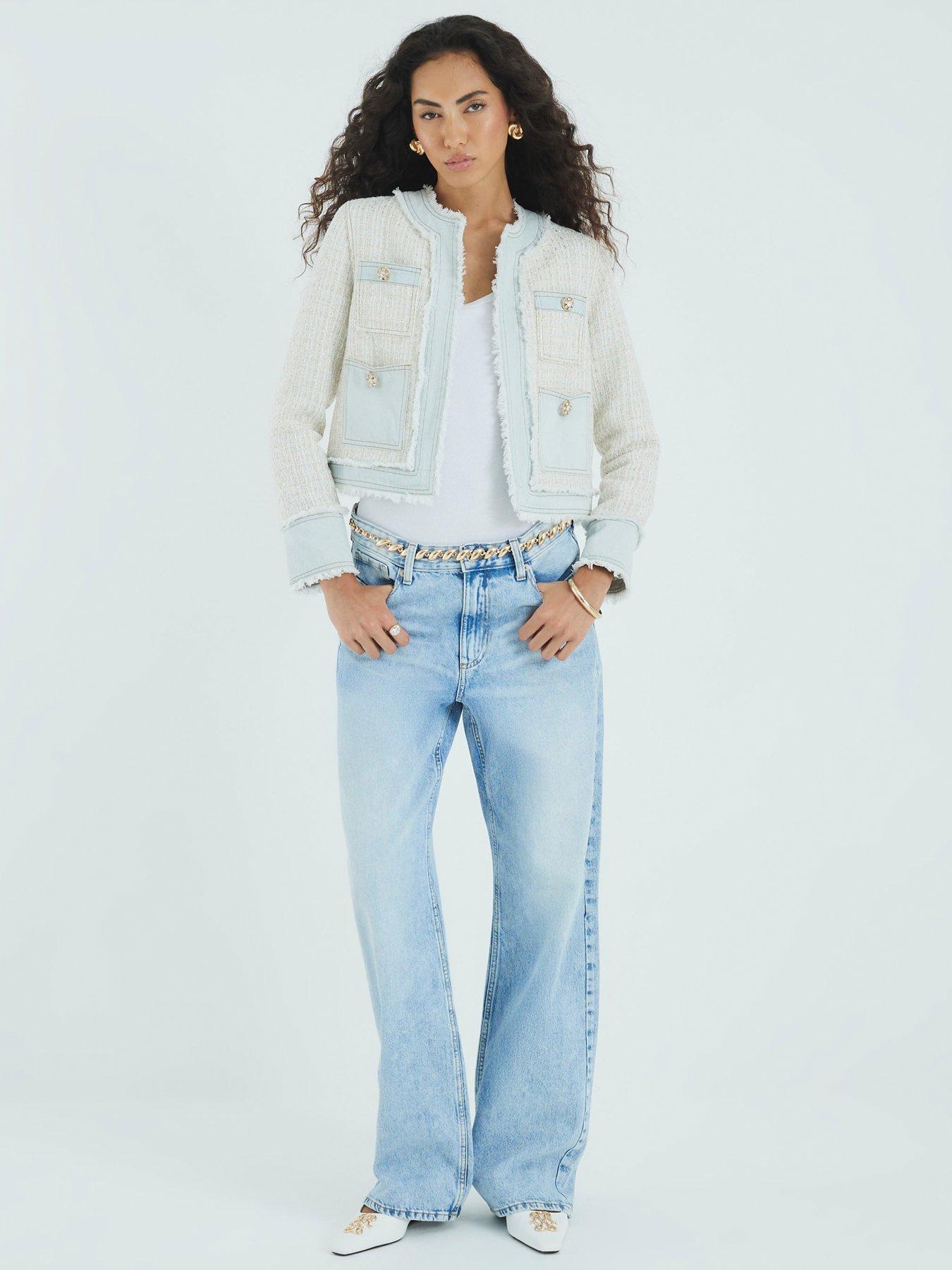 River Island Long Sleeve Vanessa Denim Tweed Trophy - Cream | Very