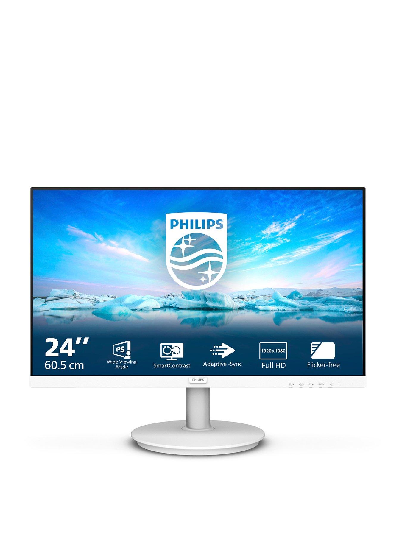 Philips 241V8AW/00 23.8in FHD (1920x1080) 75Hz IPS Monitor - White | Very