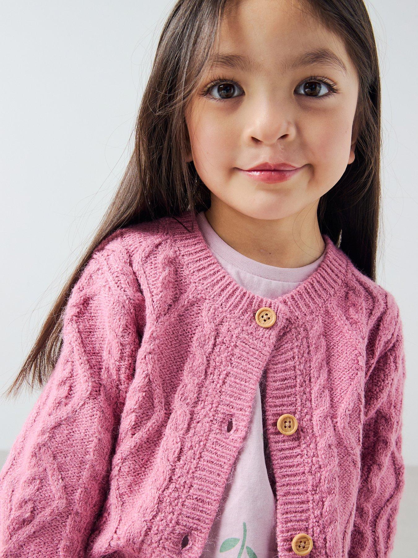 The Very Collection Girls Chunky Cable Knit Cardigan - Dusky Pink | Very