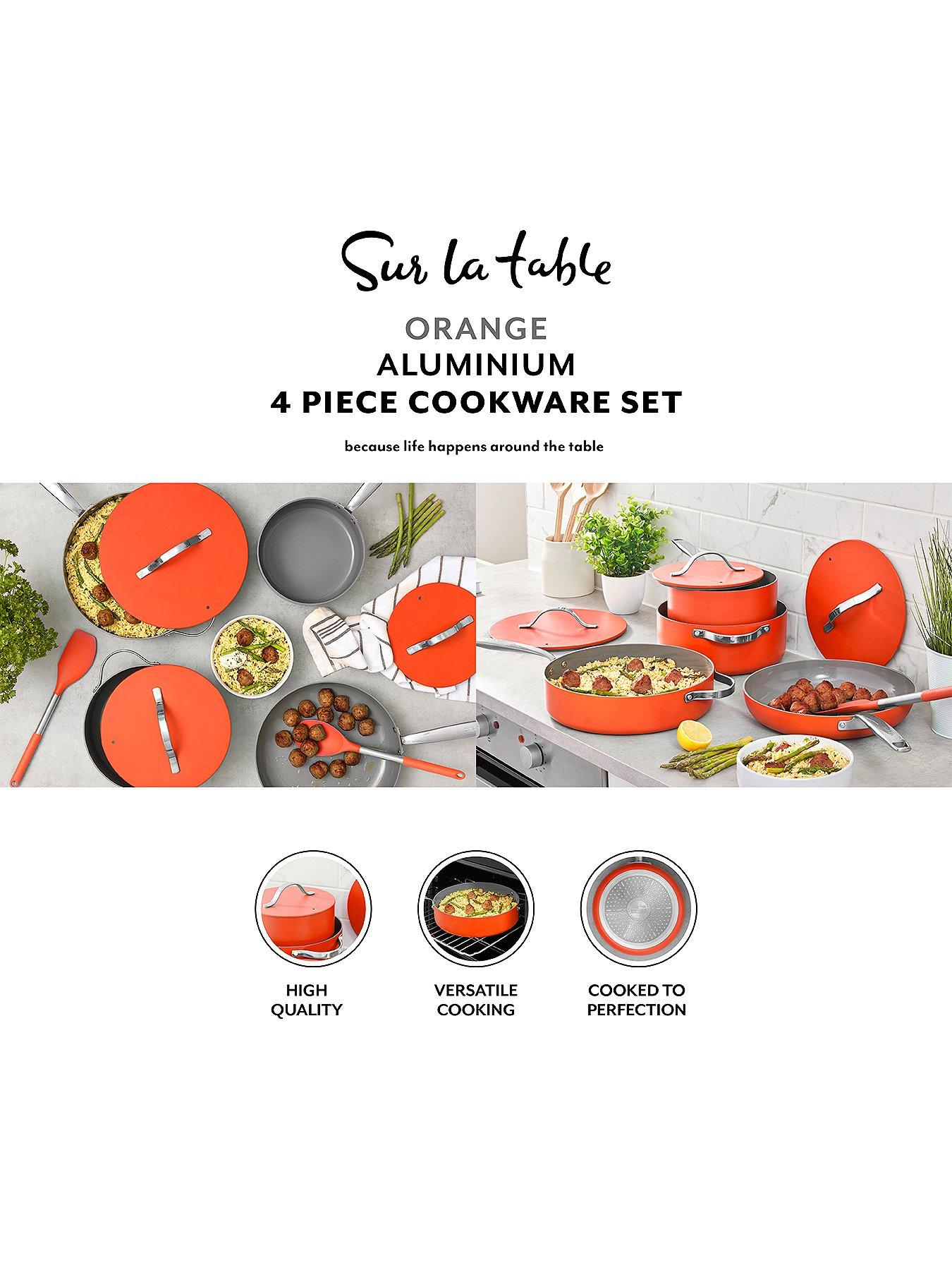 Sur La Table Orange 4 Piece Aluminium Cookware Set with Ceramic Non ...