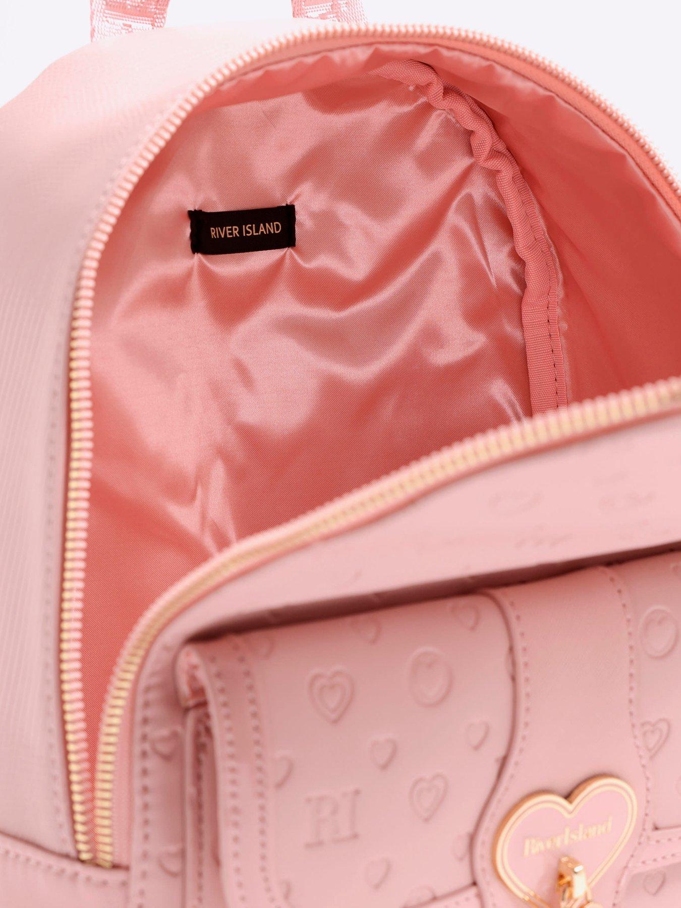 River Island Older Girls Heart Lock Pocket Backpack - Pink | Very