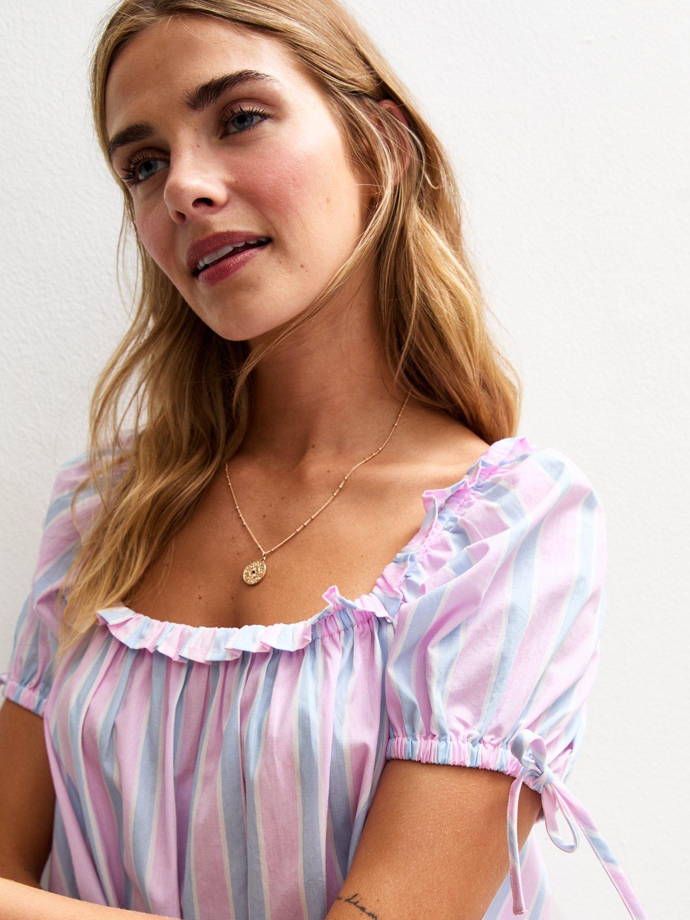 New Look Pink Stripe Square Neck Mini Dress - Pink | Very