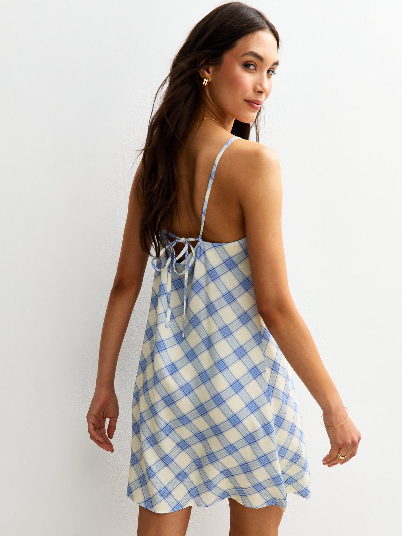 New Look Blue Check Print Shift Mini Dress | Very