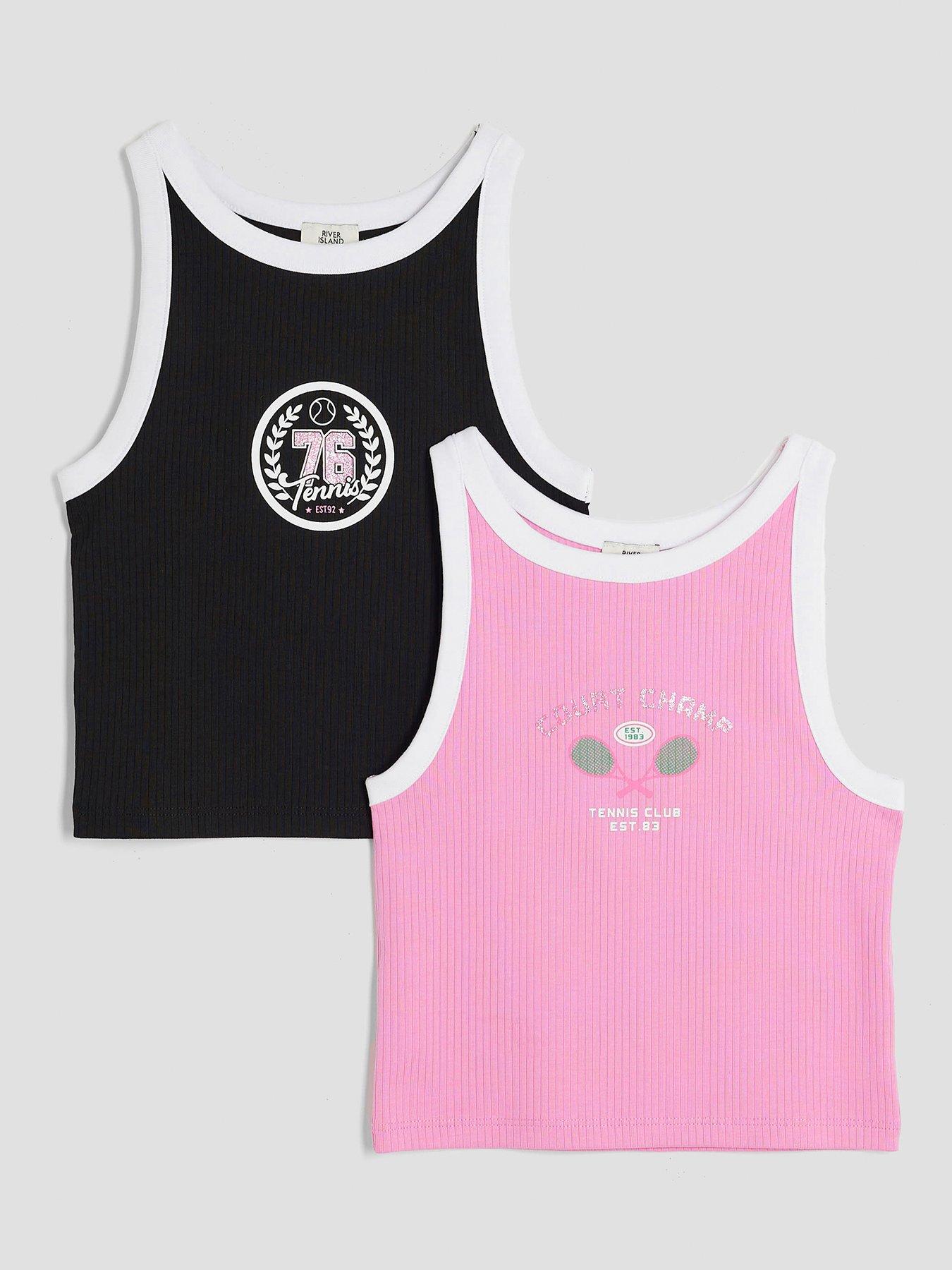 River Island Older Girls 2 Pack Bright Tank Tops - Pink | Very