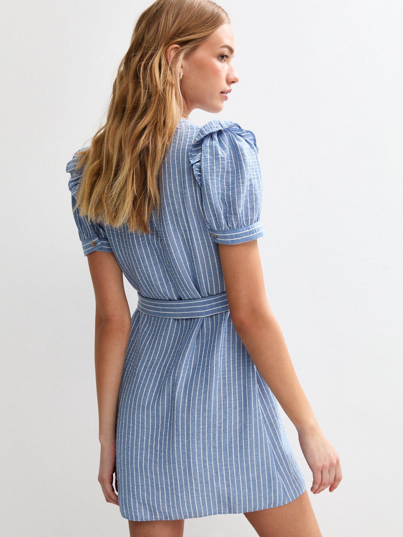 New Look Blue Striped Belted Mini Dress | Very