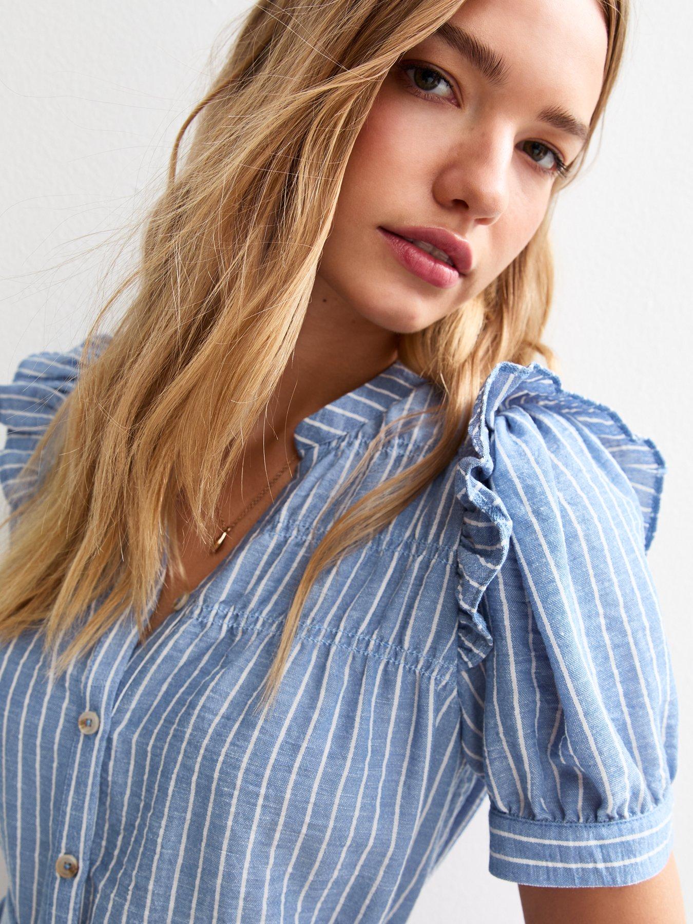 New Look Blue Striped Belted Mini Dress | Very