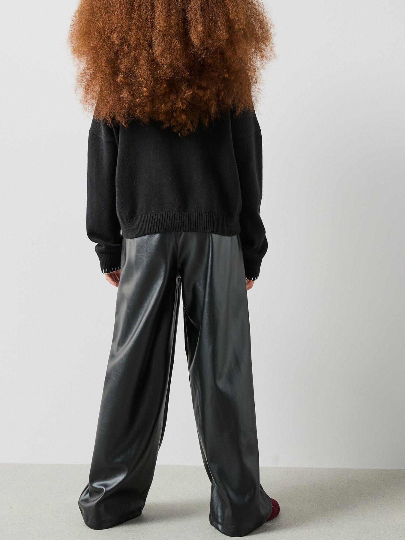 The Very Collection Girls Bow Knit Outfit With Pu Pants - Black | Very