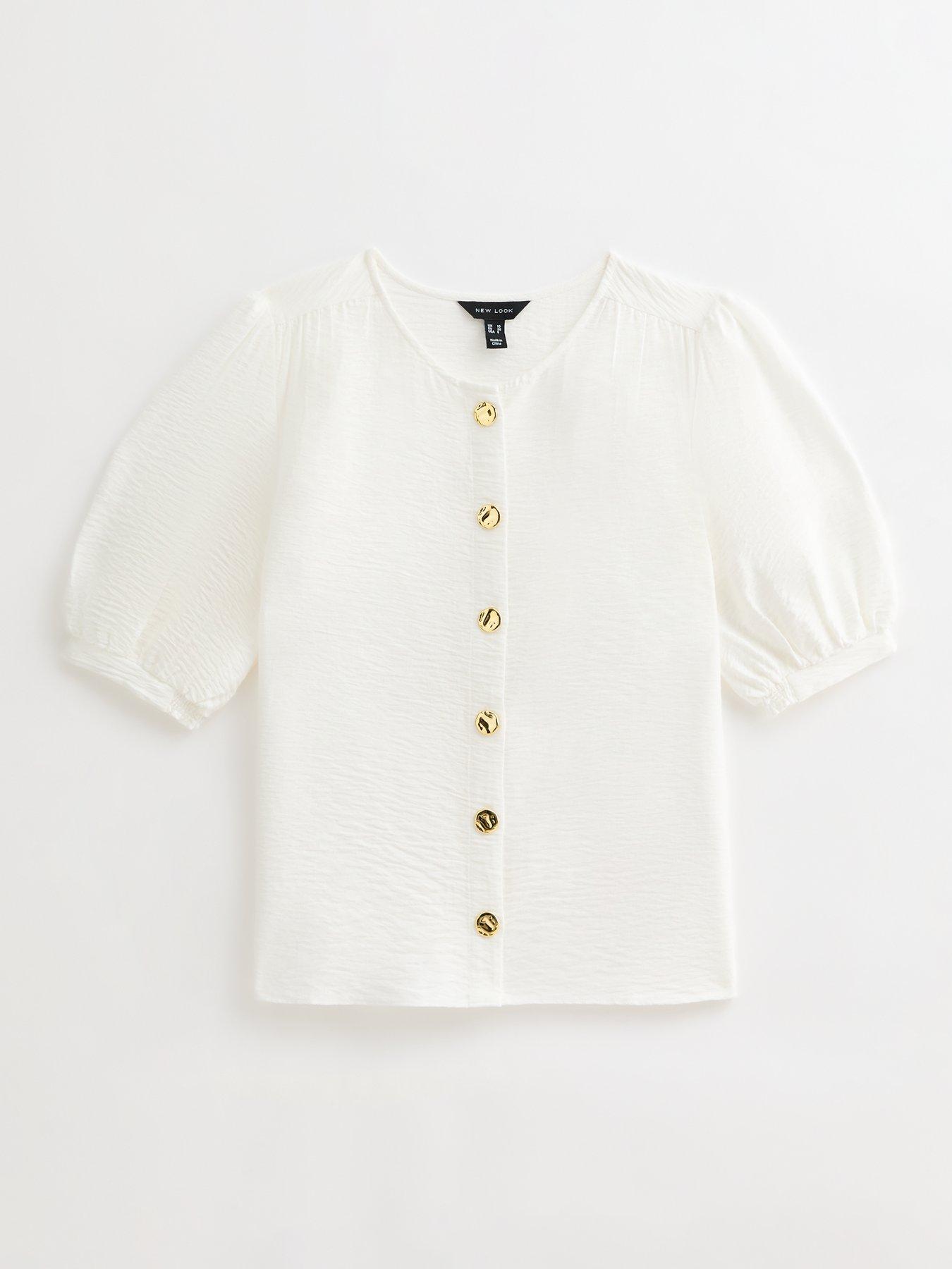New Look White Crew Neck Button Through Top | Very